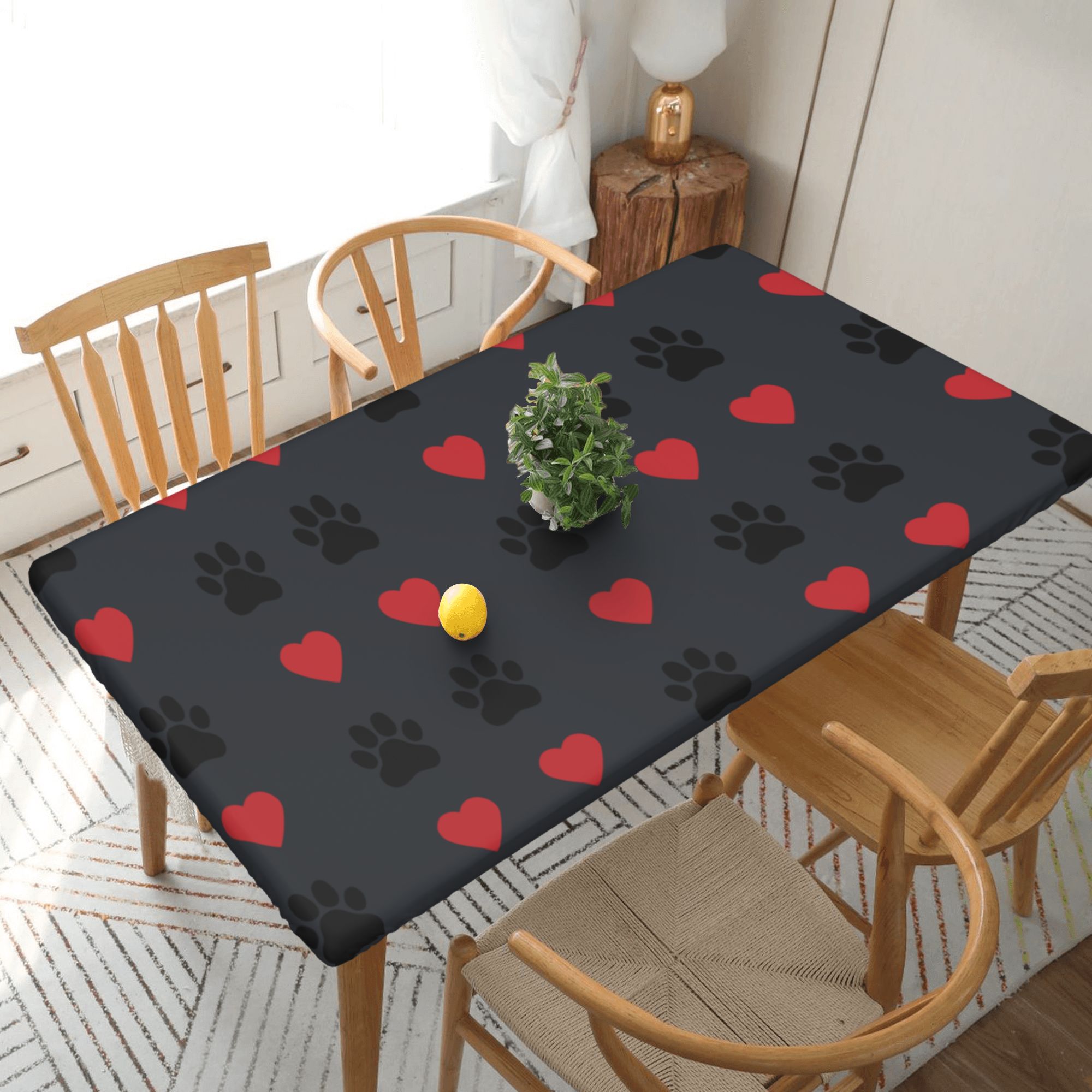 Home Deluxe Tablecloth Dog Paw Cat Paw Heart Love Puppy Foot Waterproof ...