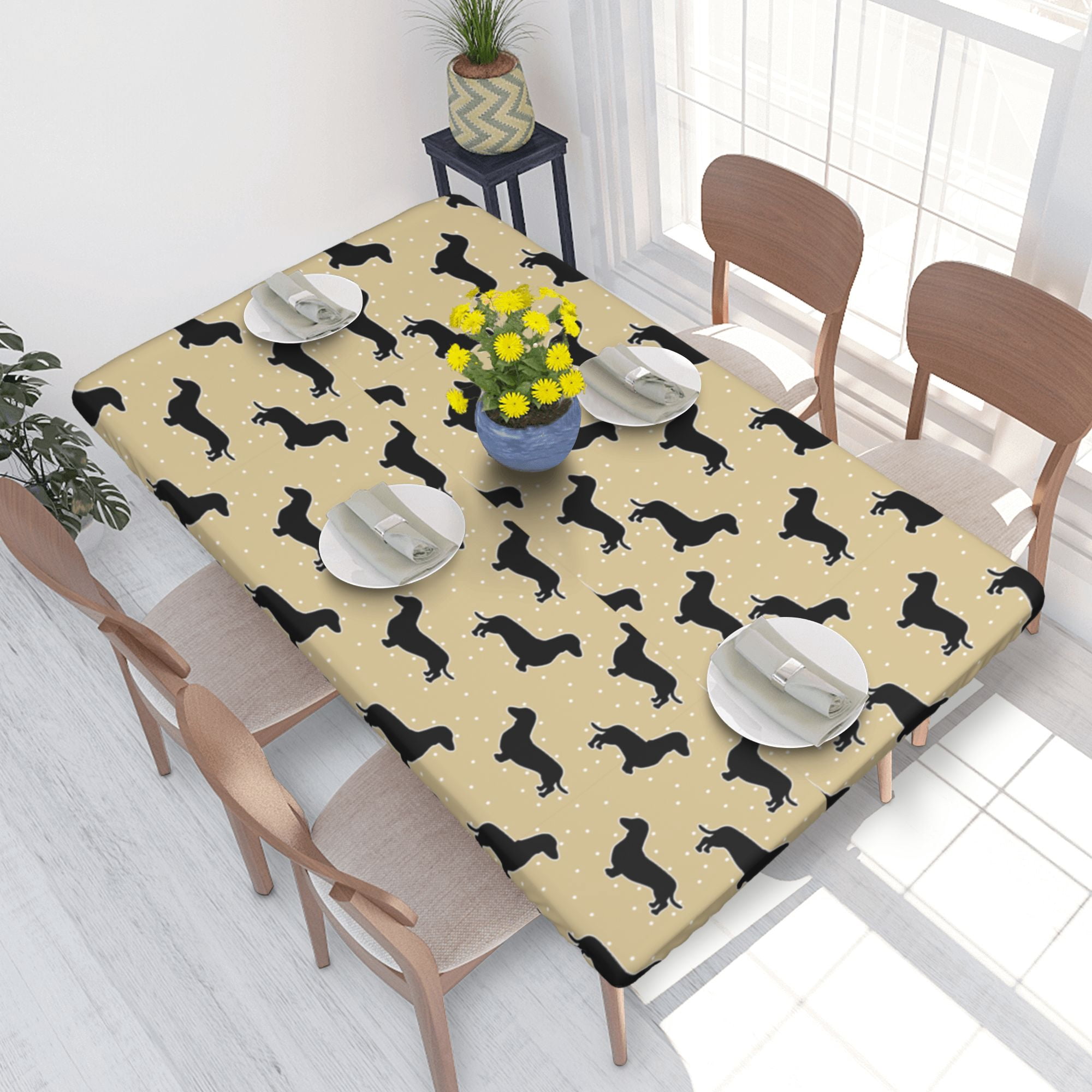 Home Deluxe Tablecloth Dog Waterproof Elastic Rim Edged Table Cover ...