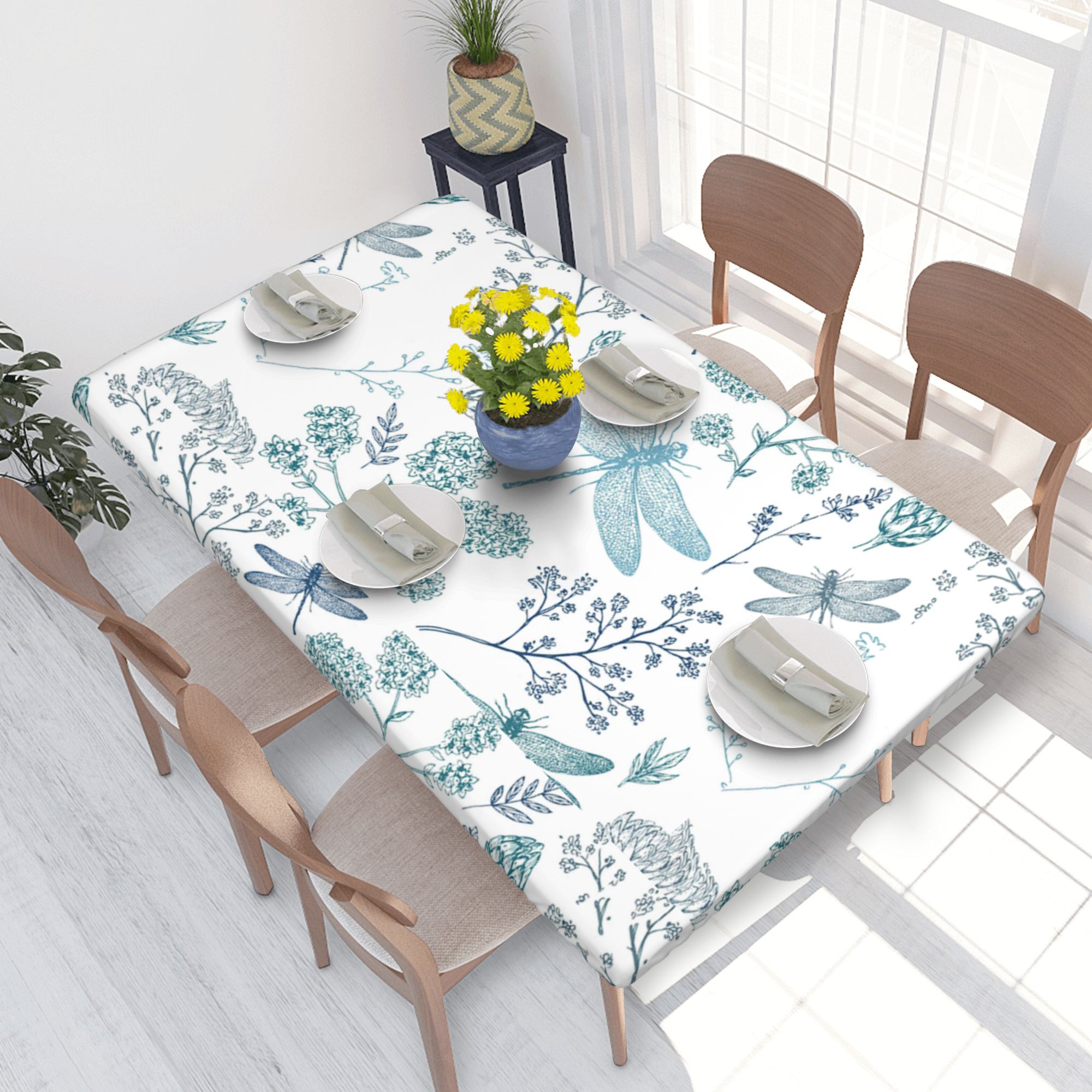 Home Deluxe Tablecloth Dragonfly Animals Wildlife Waterproof Elastic ...