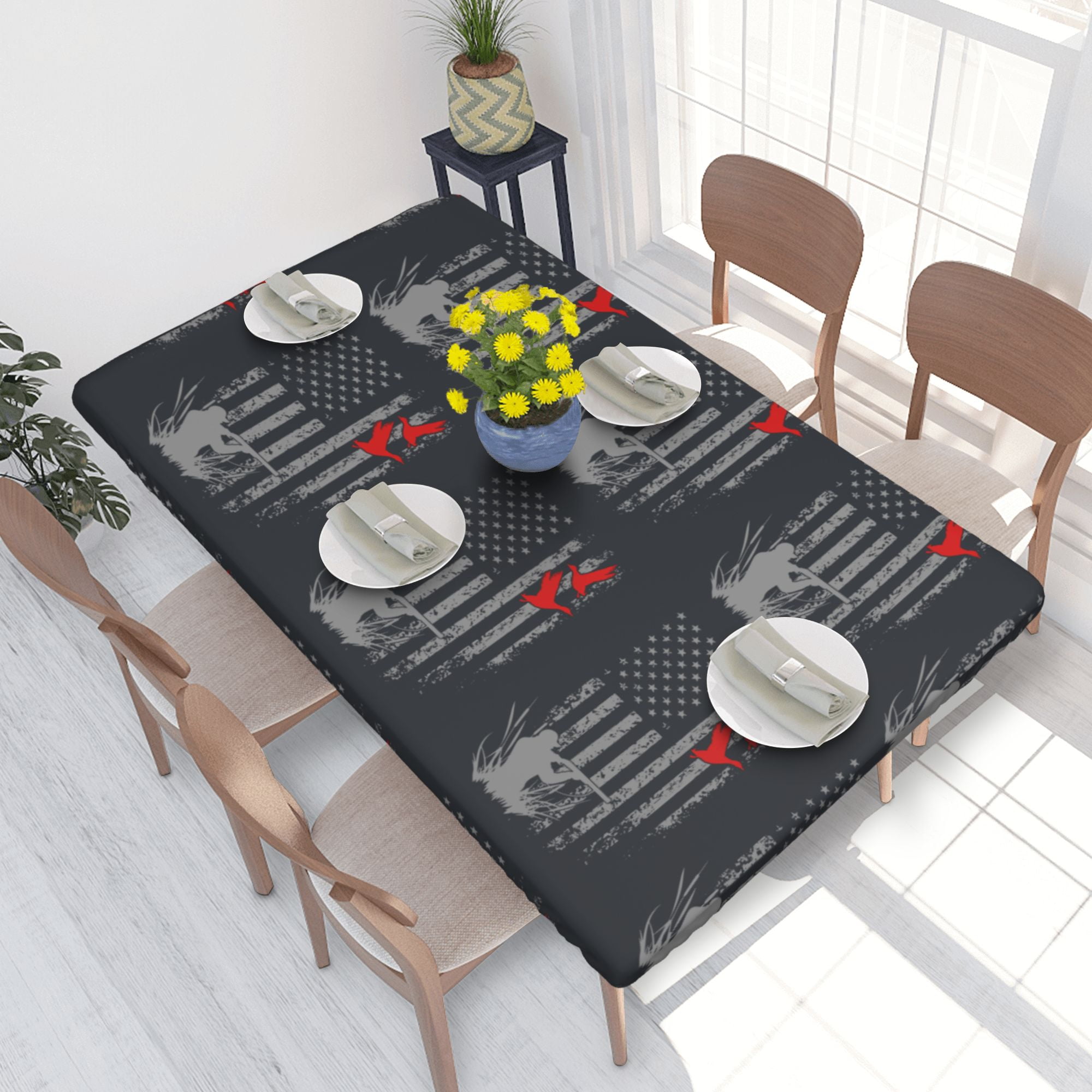 Home Deluxe Tablecloth Duck Hunting American Flag Usa Waterproof ...