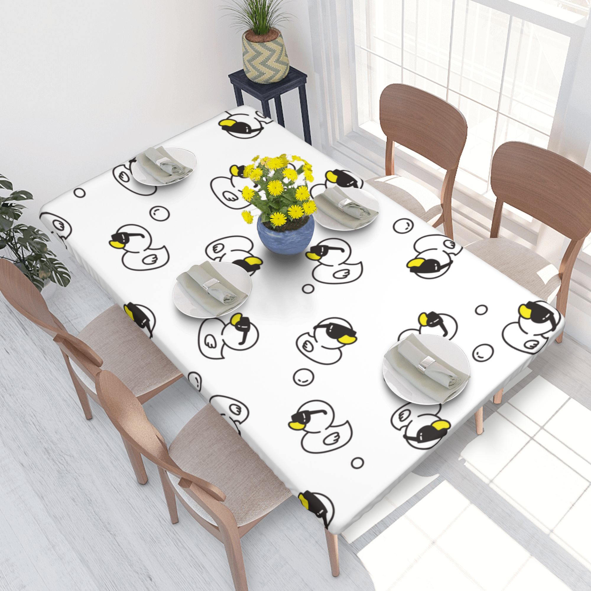 Home Deluxe Tablecloth Duck Sunglasses Waterproof Elastic Rim Edged ...