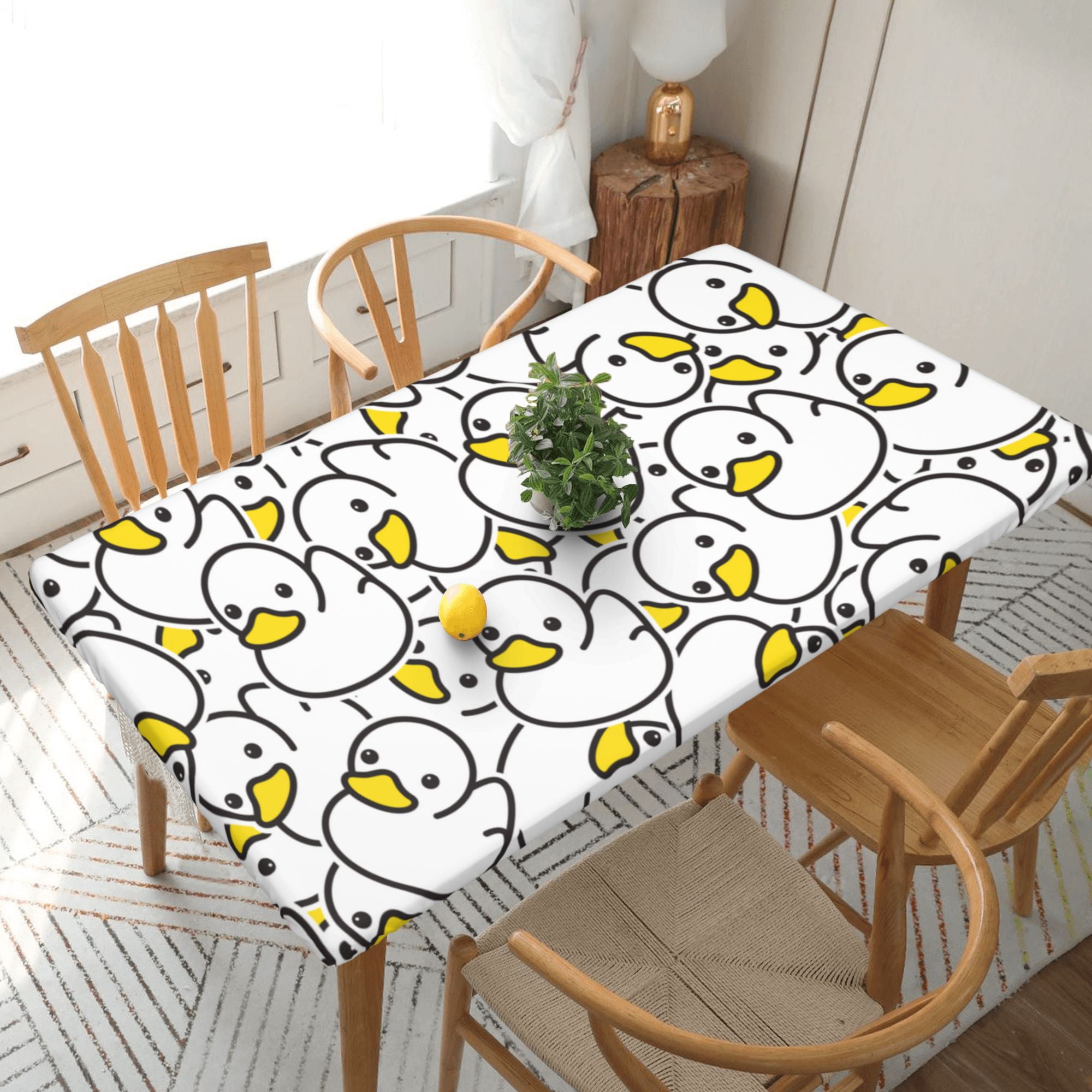 Home Deluxe Tablecloth Ducks Waterproof Elastic Rim Edged Table Cover ...