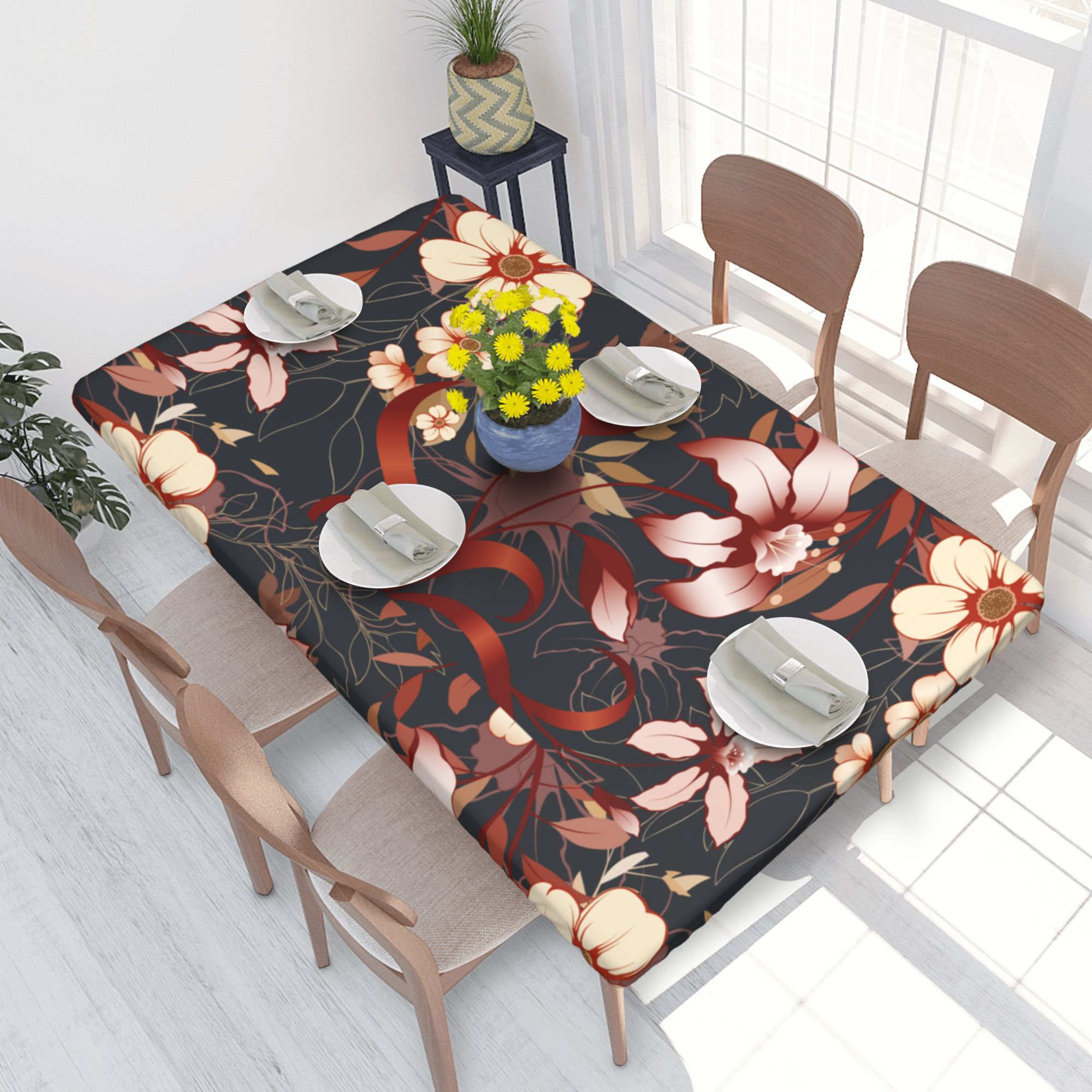 Home Deluxe Tablecloth Elegant Floral Theme Background (1) Waterproof ...