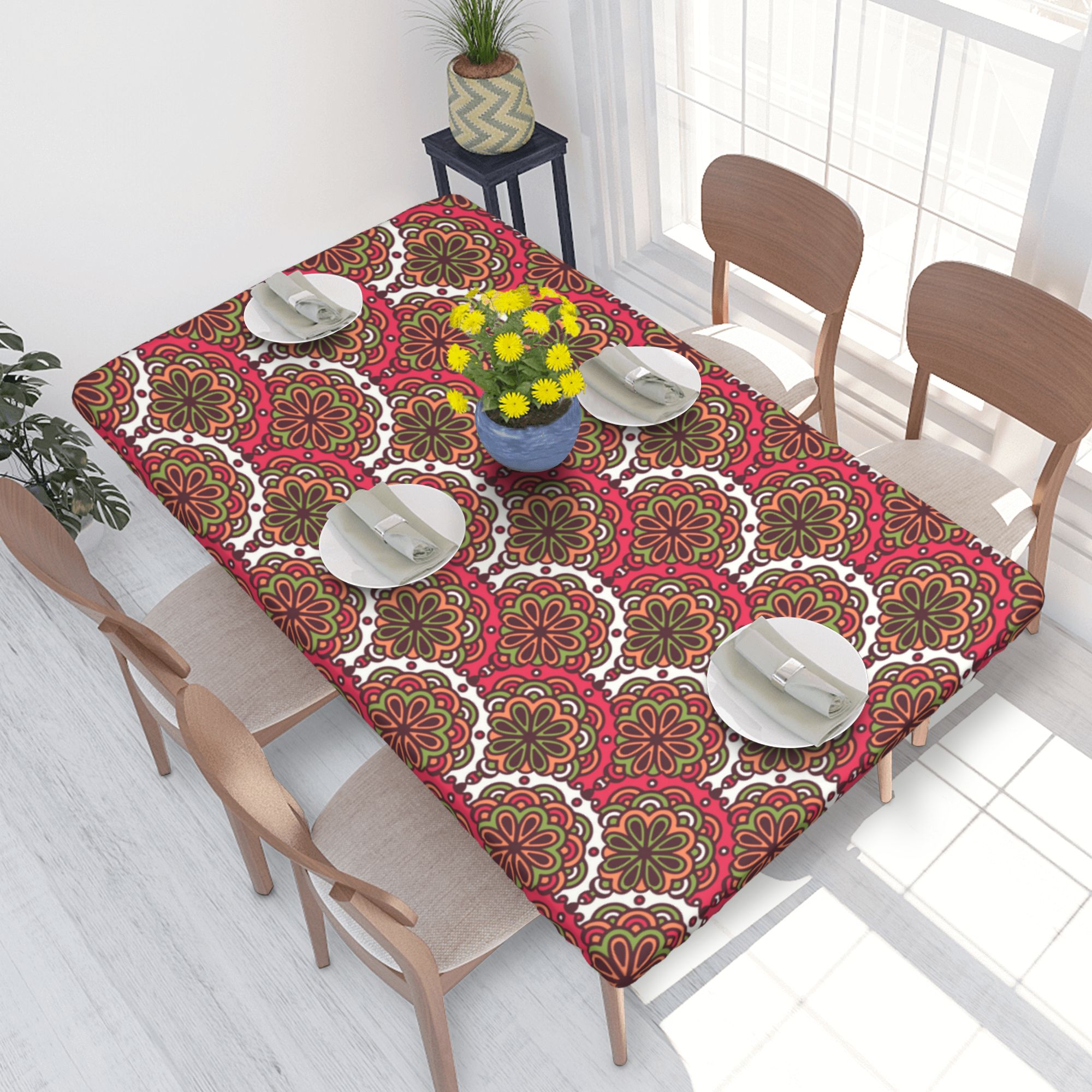 Home Deluxe Tablecloth Ethnic Floral Seamless Pattern (5) Waterproof ...