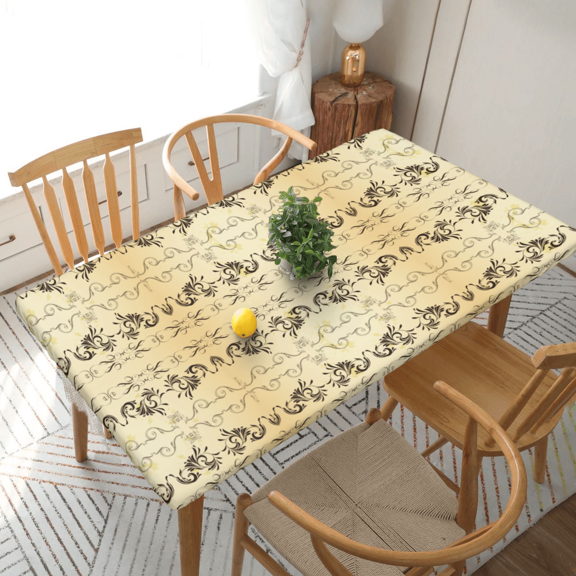 Home Deluxe Tablecloth European Floral Border Pattern Waterproof ...