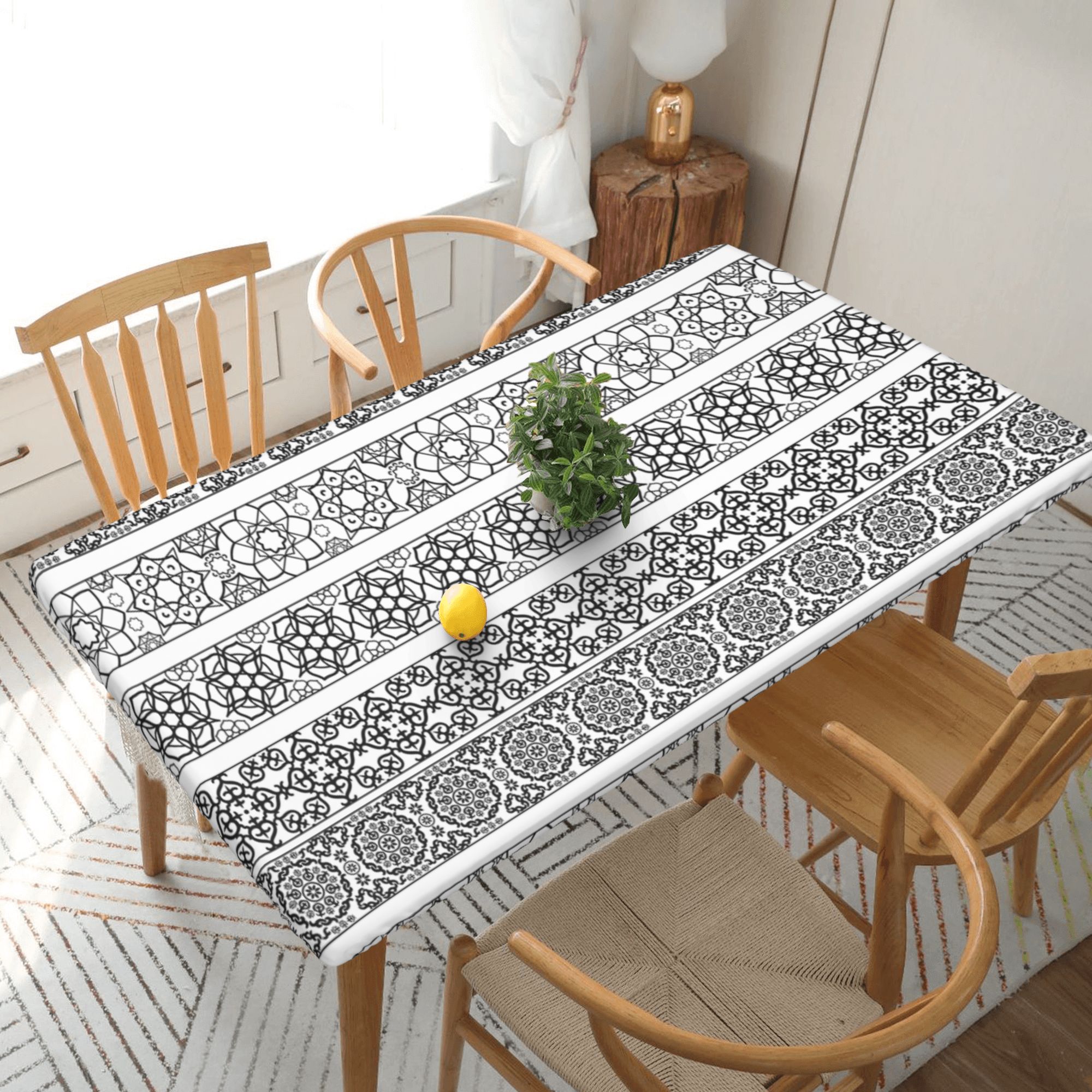 Home Deluxe Tablecloth European Floral Border Pattern Waterproof ...