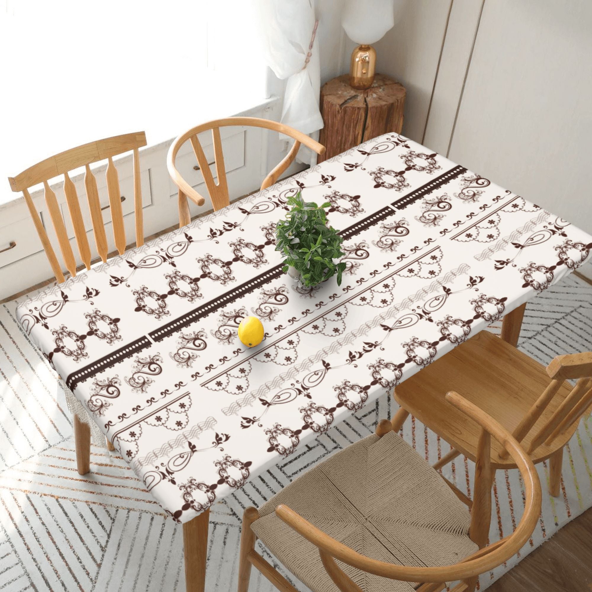 Home Deluxe Tablecloth European Floral Border Pattern Waterproof ...