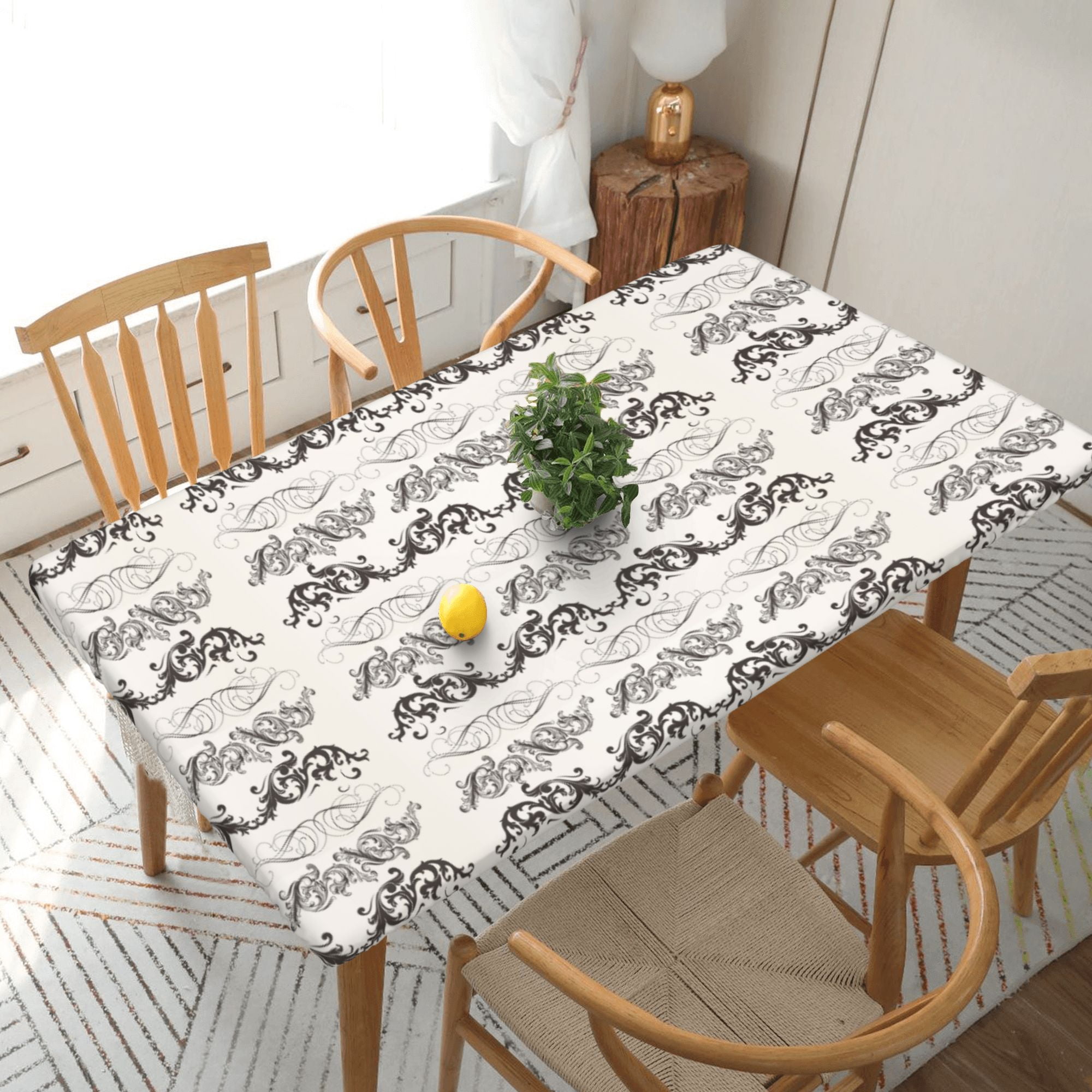 Home Deluxe Tablecloth European Floral Border Pattern Waterproof ...