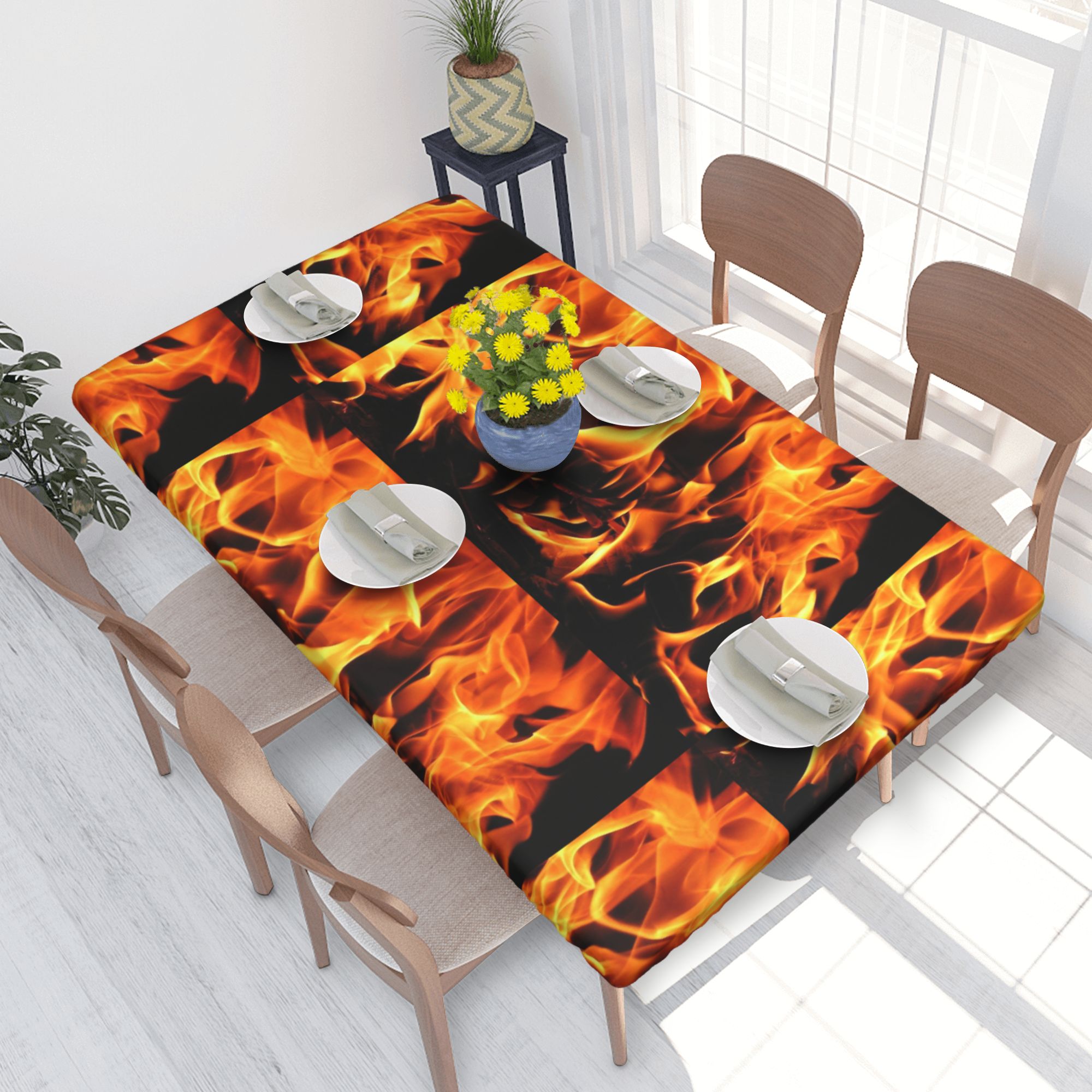 Home Deluxe Tablecloth Fire Waterproof Elastic Rim Edged Table Cover ...