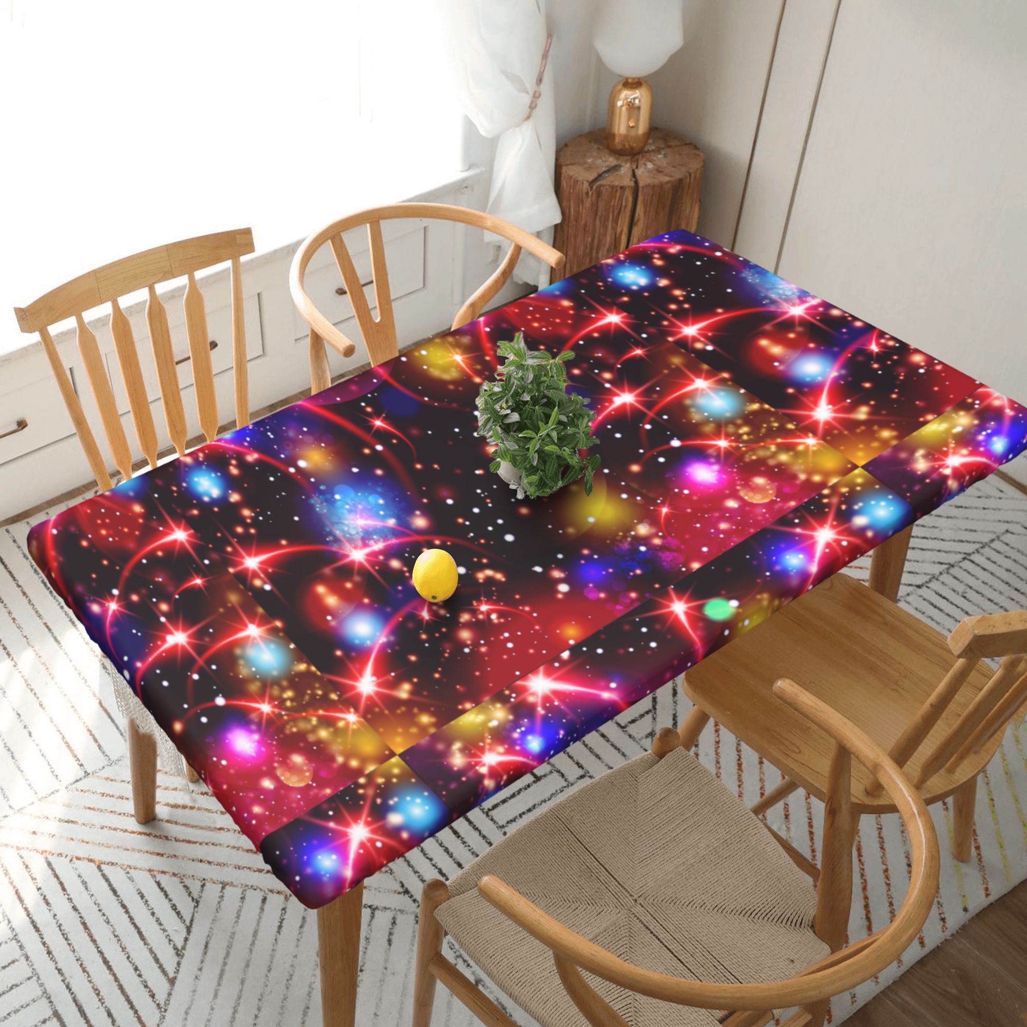Home Deluxe Tablecloth Fireworks Background Waterproof Elastic Rim ...