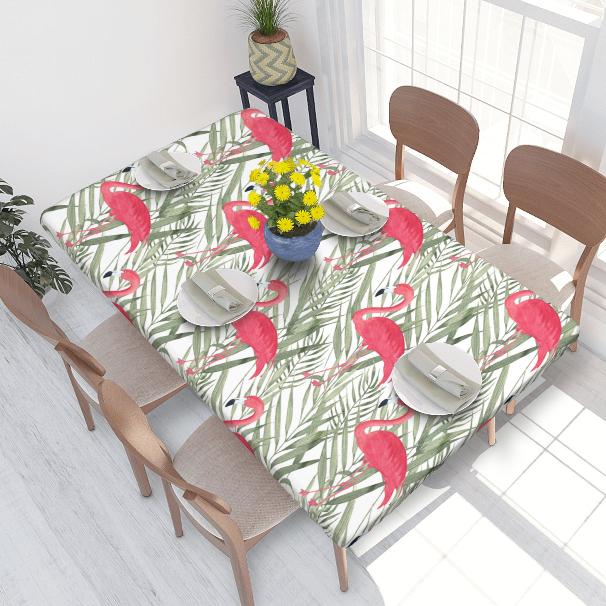 Home Deluxe Tablecloth Flamingo (7) Waterproof Elastic Rim Edged Table ...