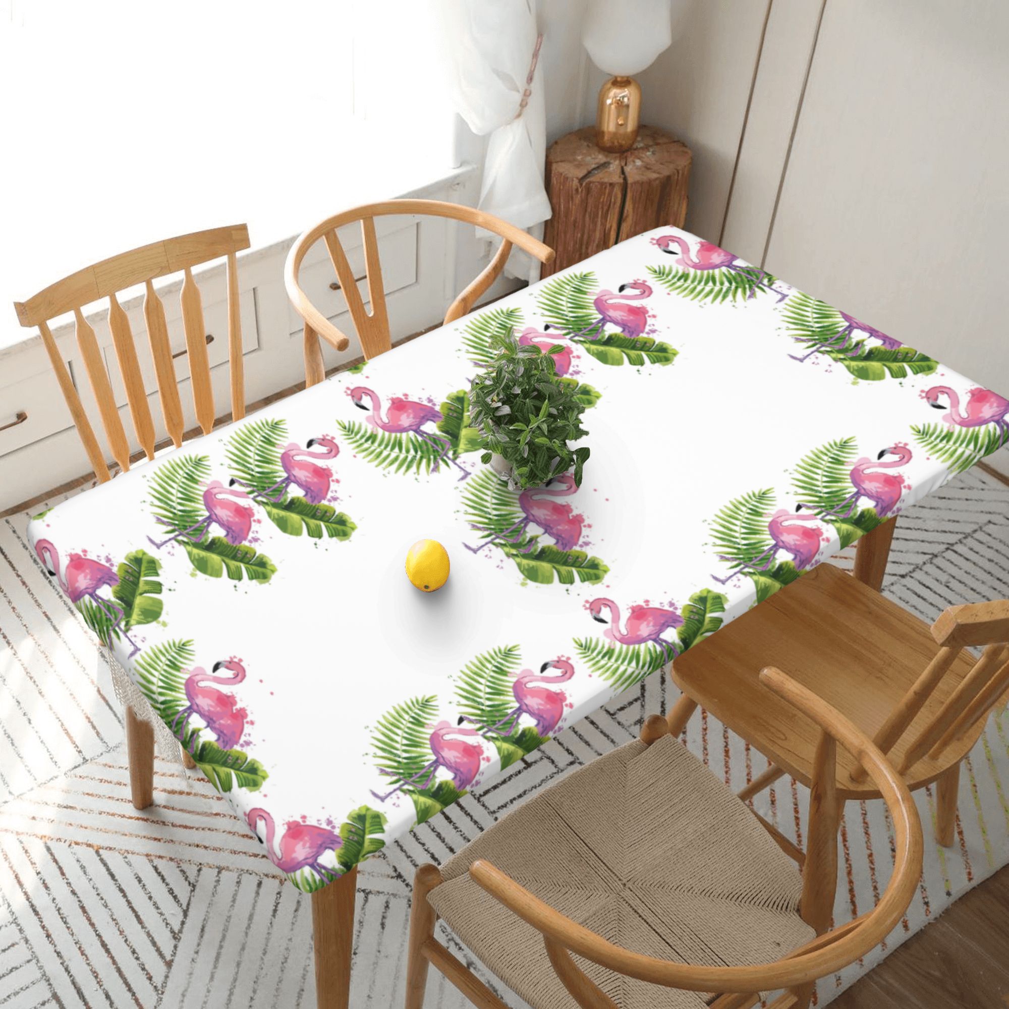 Home Deluxe Tablecloth Flamingo Waterproof Elastic Rim Edged Table ...