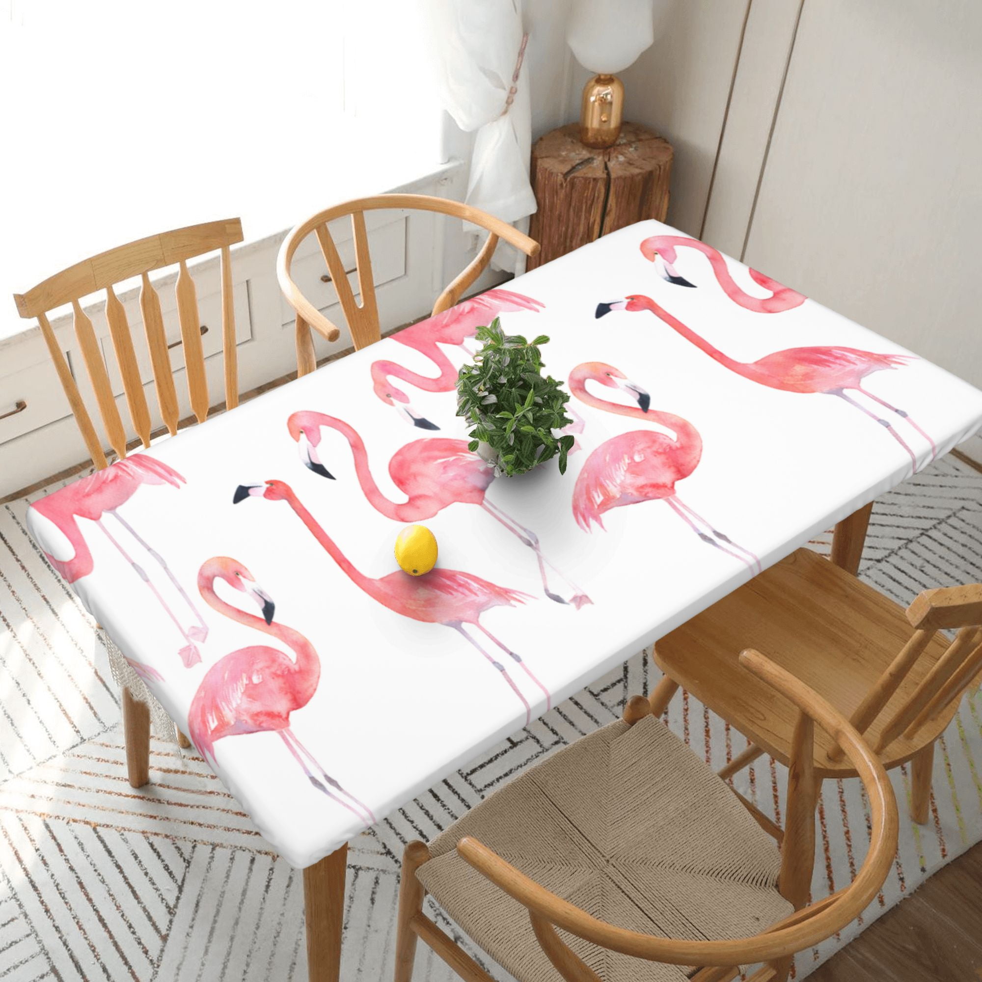 Home Deluxe Tablecloth Flamingo Waterproof Elastic Rim Edged Table ...