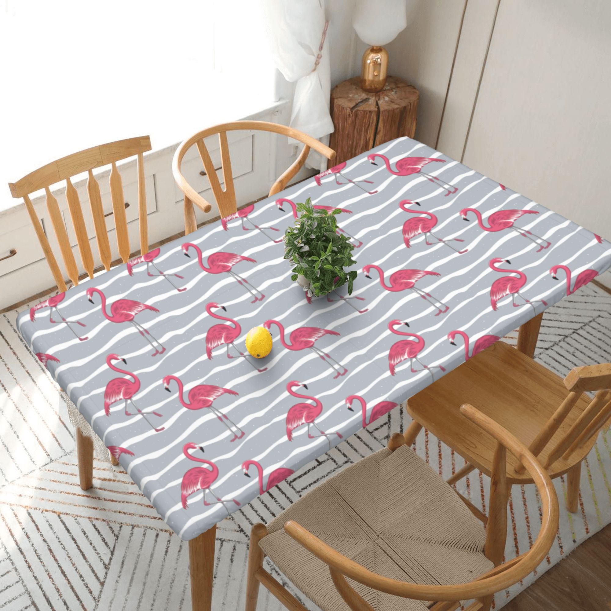 Home Deluxe Tablecloth Flamingo Waterproof Elastic Rim Edged Table ...