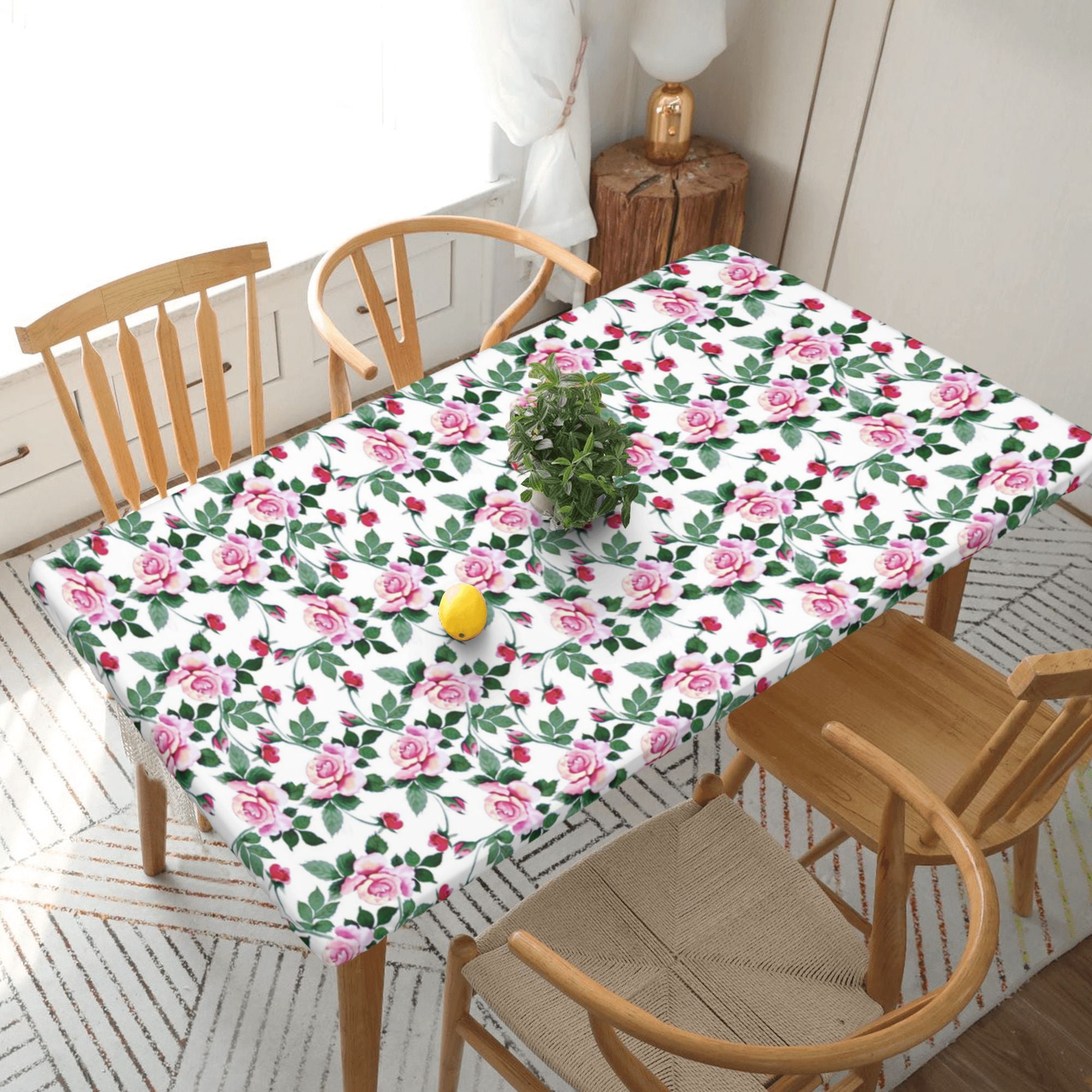 Home Deluxe Tablecloth Floral Pattern Background Waterproof Elastic Rim ...