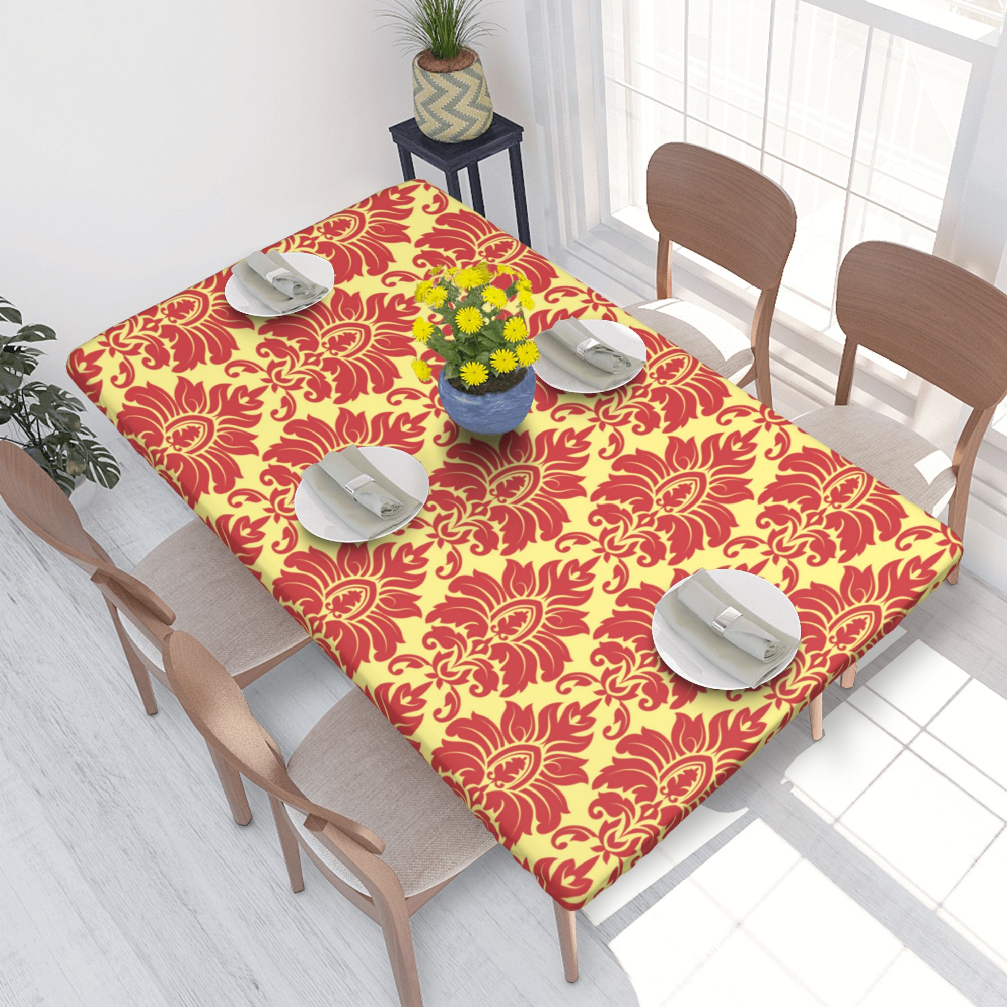 Home Deluxe Tablecloth Flower Background (24) Waterproof Elastic Rim ...