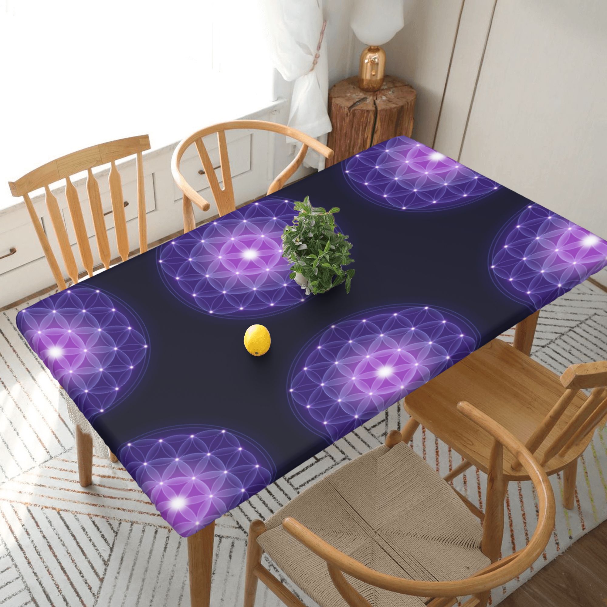 Home Deluxe Tablecloth Flower Of Life With Stars Spiritual Symbol ...