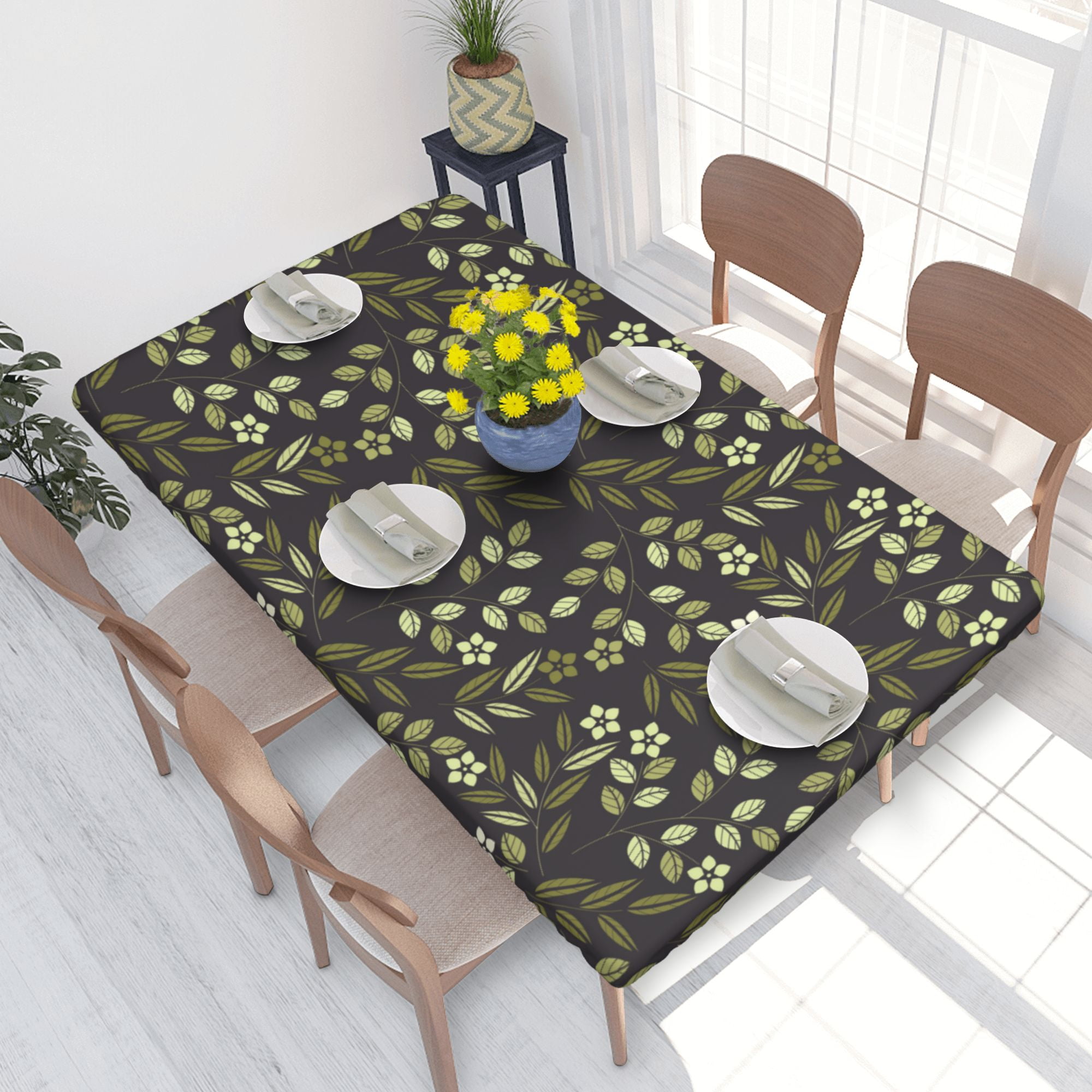 Home Deluxe Tablecloth Flower Pattern (30) Waterproof Elastic Rim Edged ...