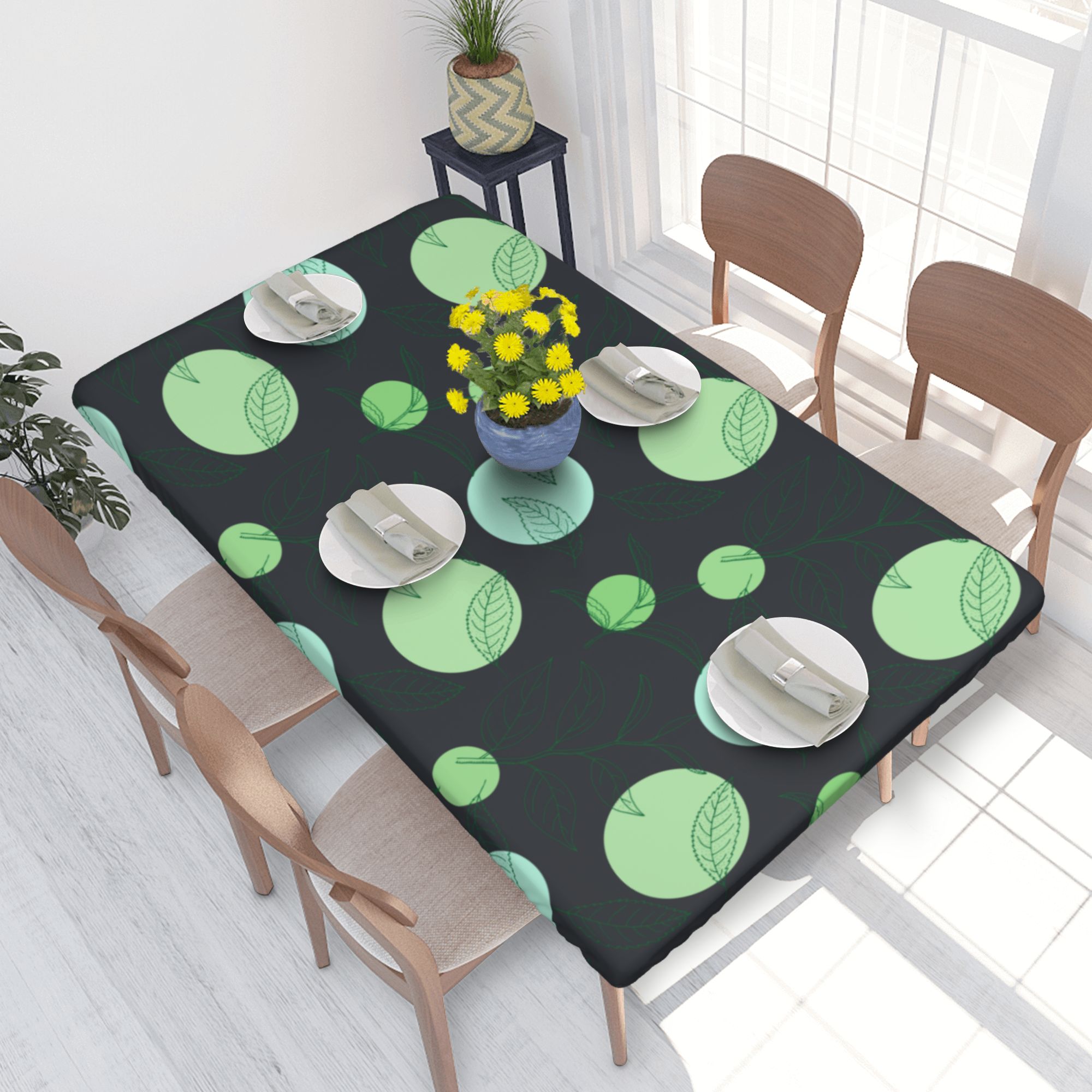 Home Deluxe Tablecloth Flower Pattern Background (7) Waterproof Elastic ...