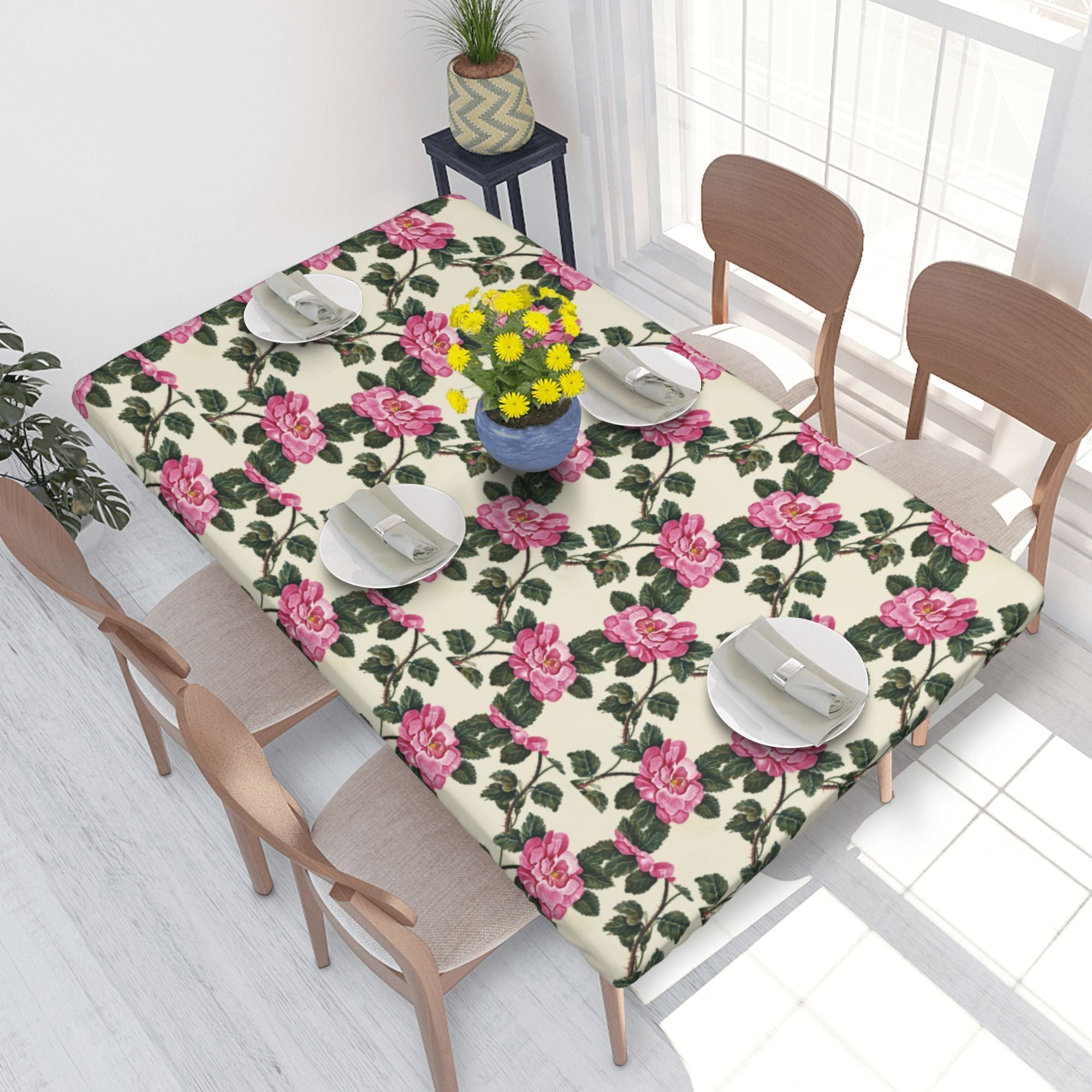 Home Deluxe Tablecloth Flowers Vintage Roses Background (2) Waterproof ...