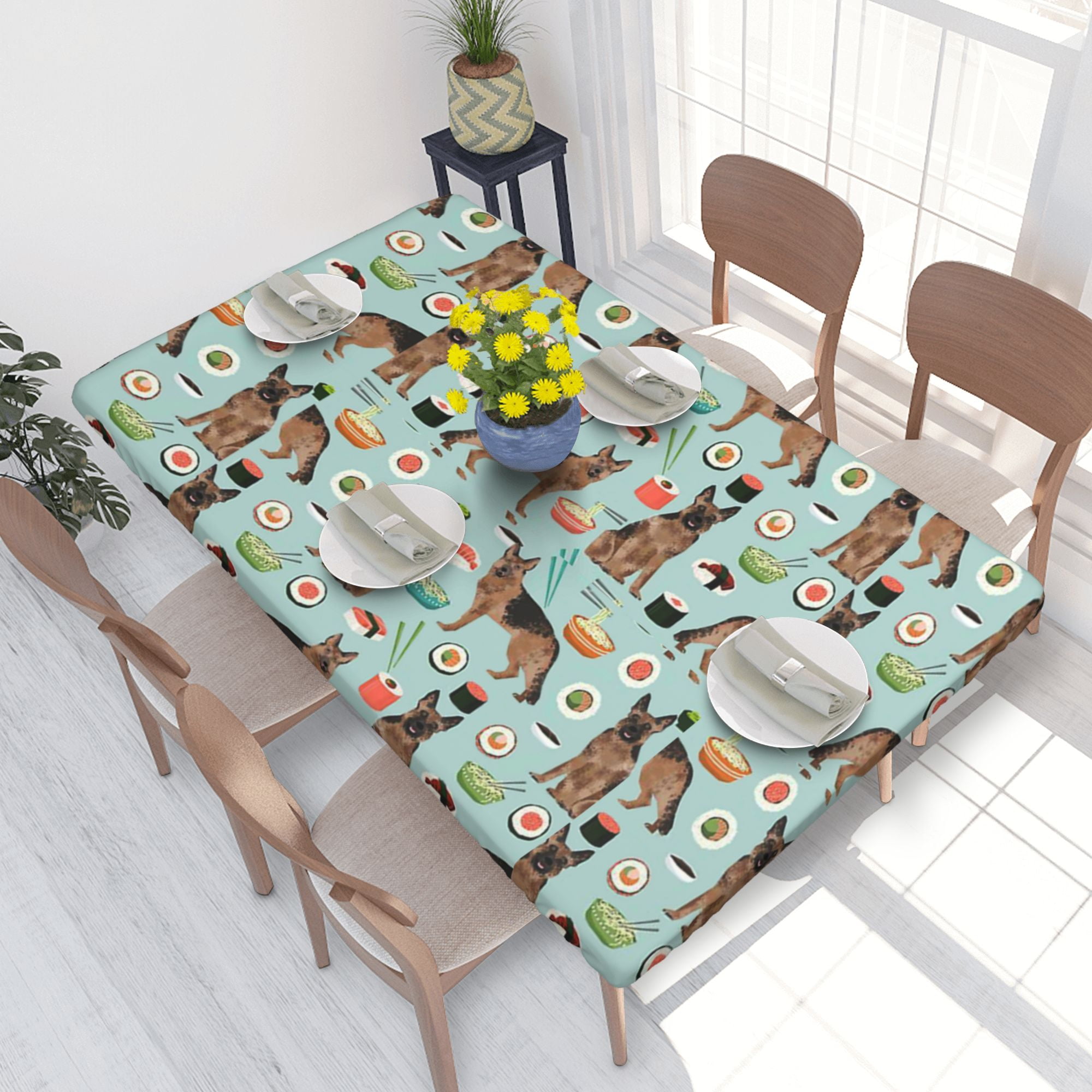 Home Deluxe Tablecloth German-Shepherd-Seamless-Pattern-Fabric-Dog ...