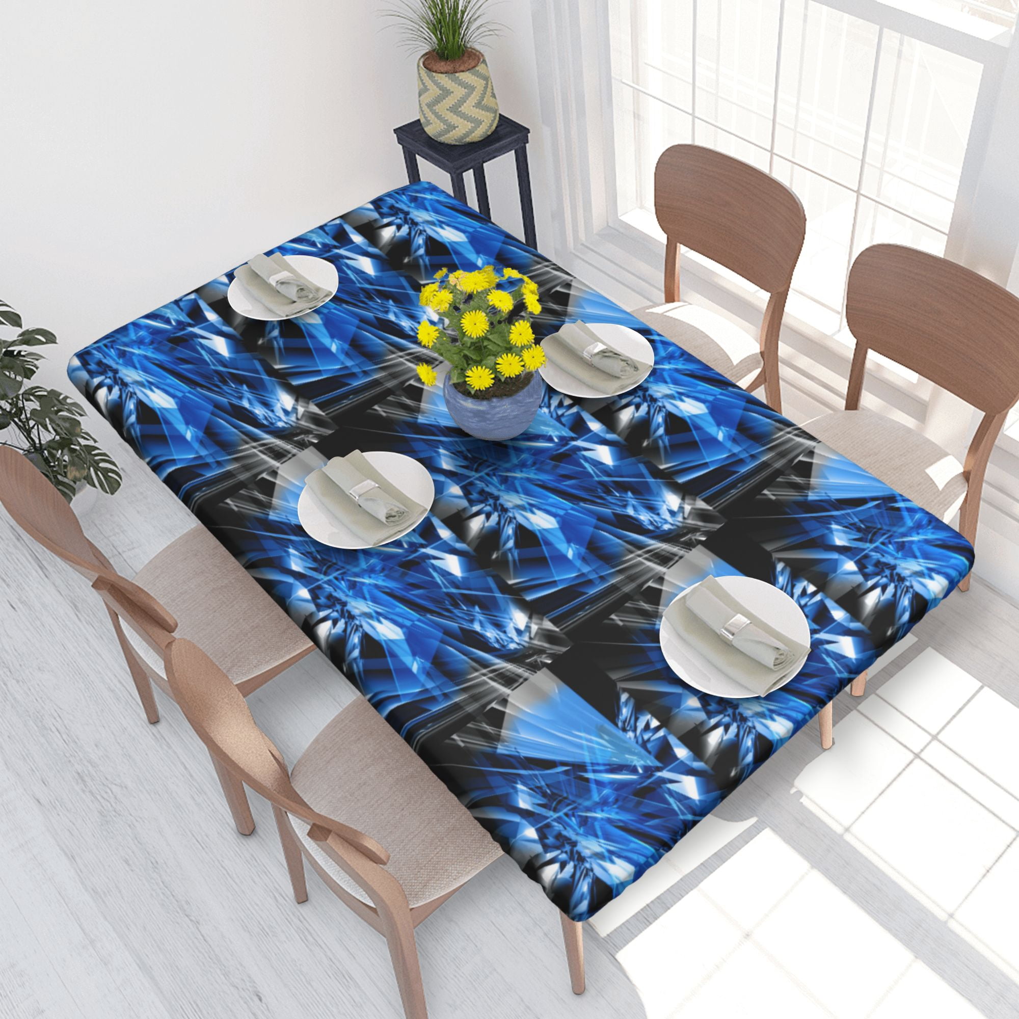 Home Deluxe Tablecloth Glass-36093 Waterproof Elastic Rim Edged Table ...