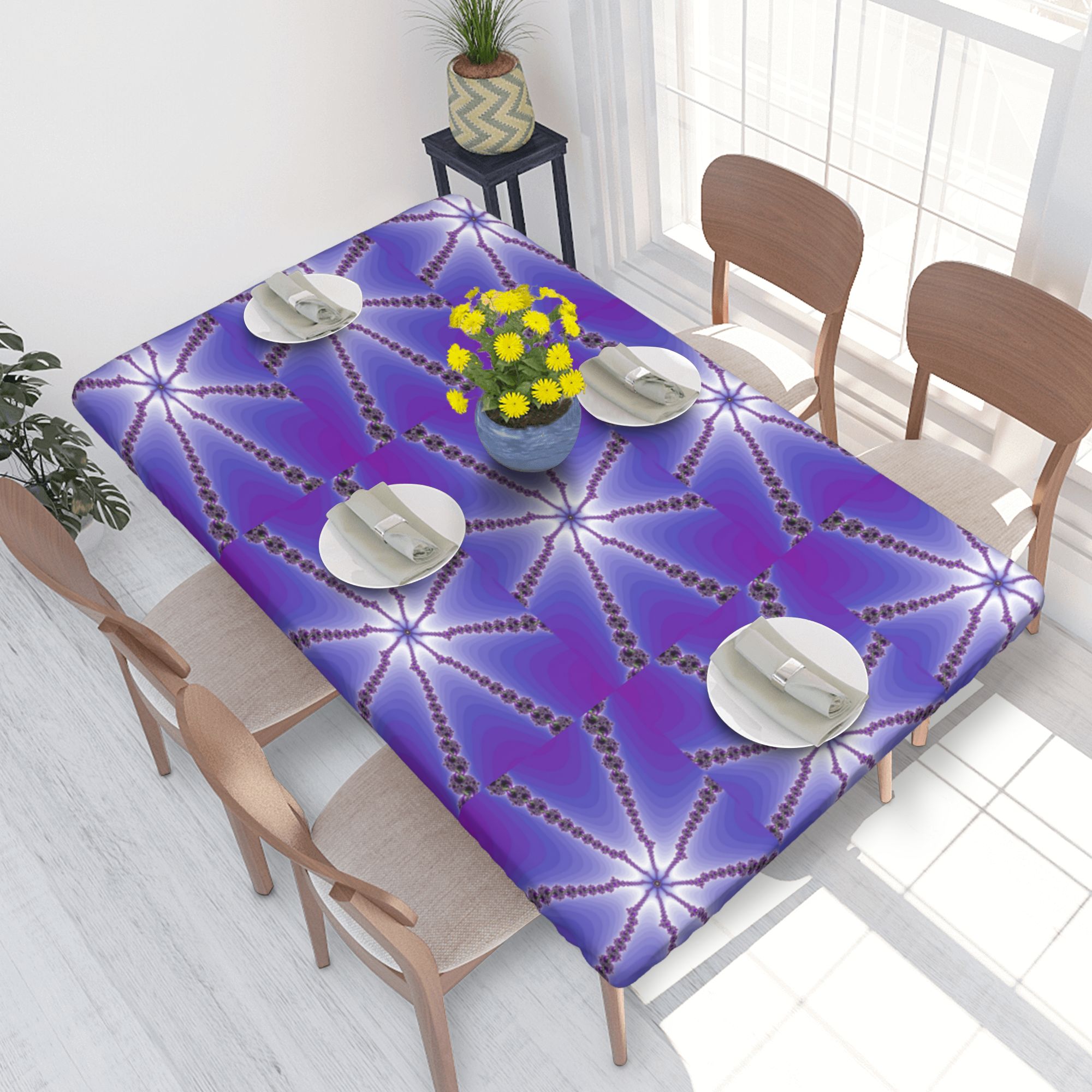 Home Deluxe Tablecloth Glowing-Flake-12039 Waterproof Elastic Rim Edged ...