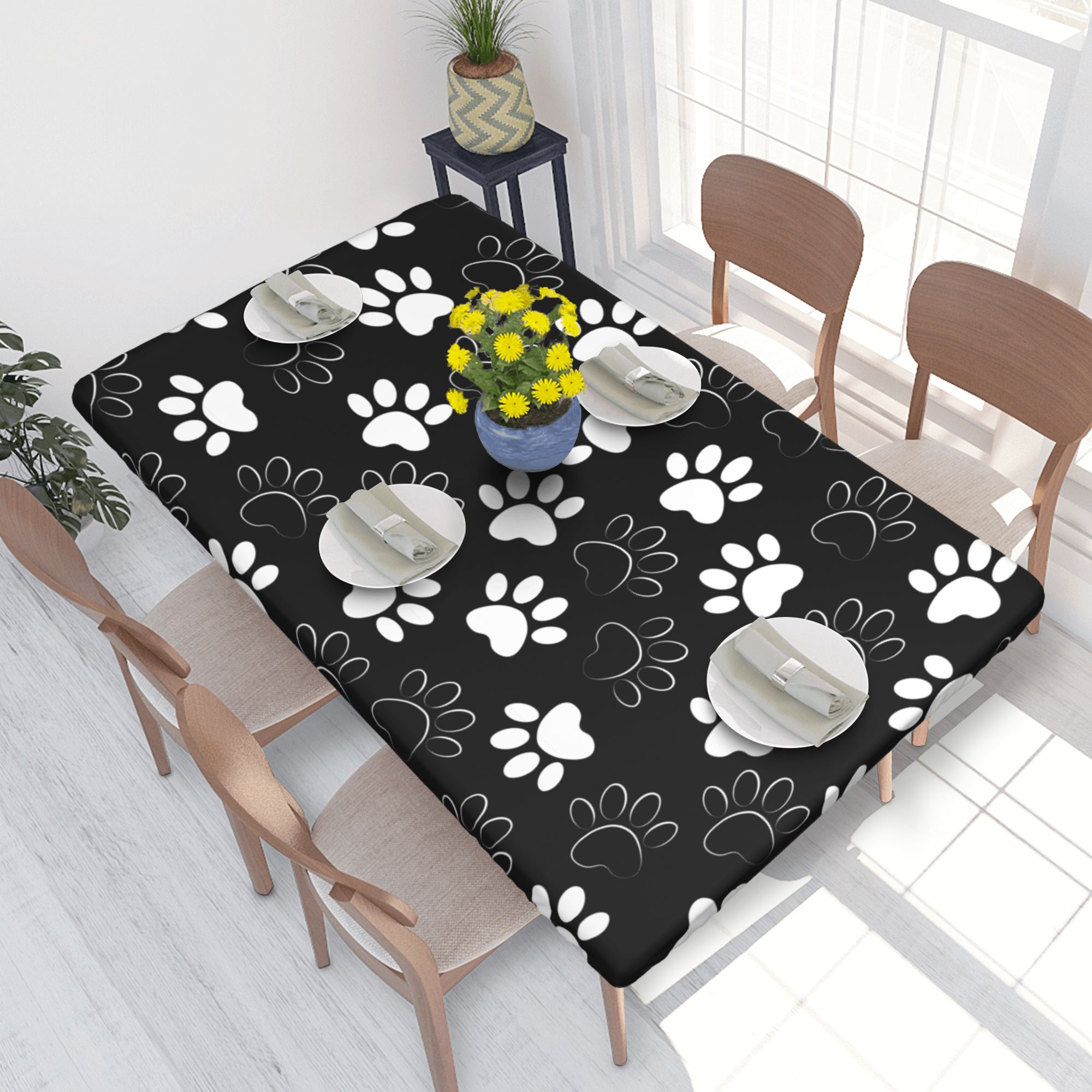 Home Deluxe Tablecloth Golden Glitter Dog Paw Print (1) Waterproof ...