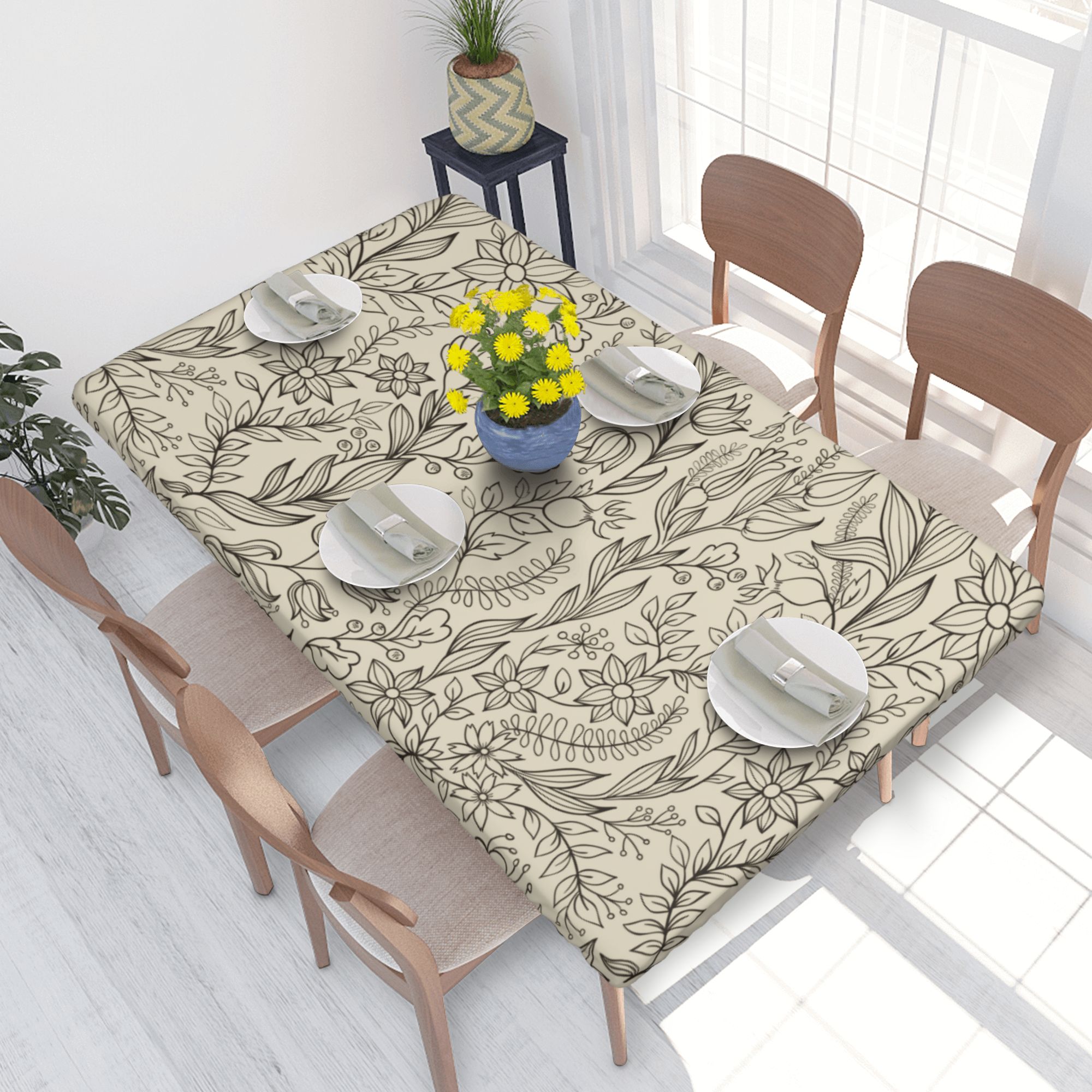 Home Deluxe Tablecloth Gray Atmospheric Vine Pattern Shading Waterproof ...