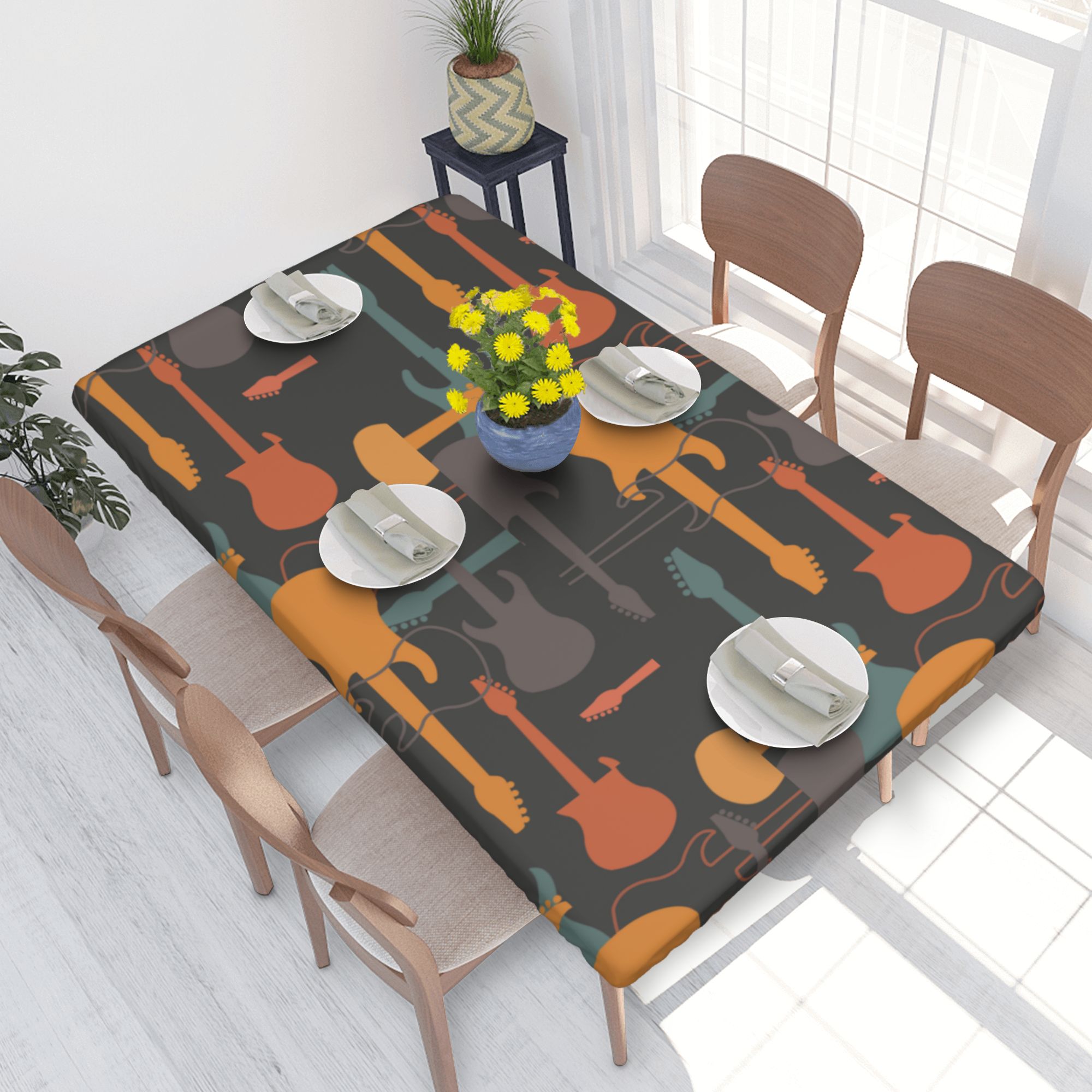 Home Deluxe Tablecloth Guitar Music Instrument Waterproof Elastic Rim ...