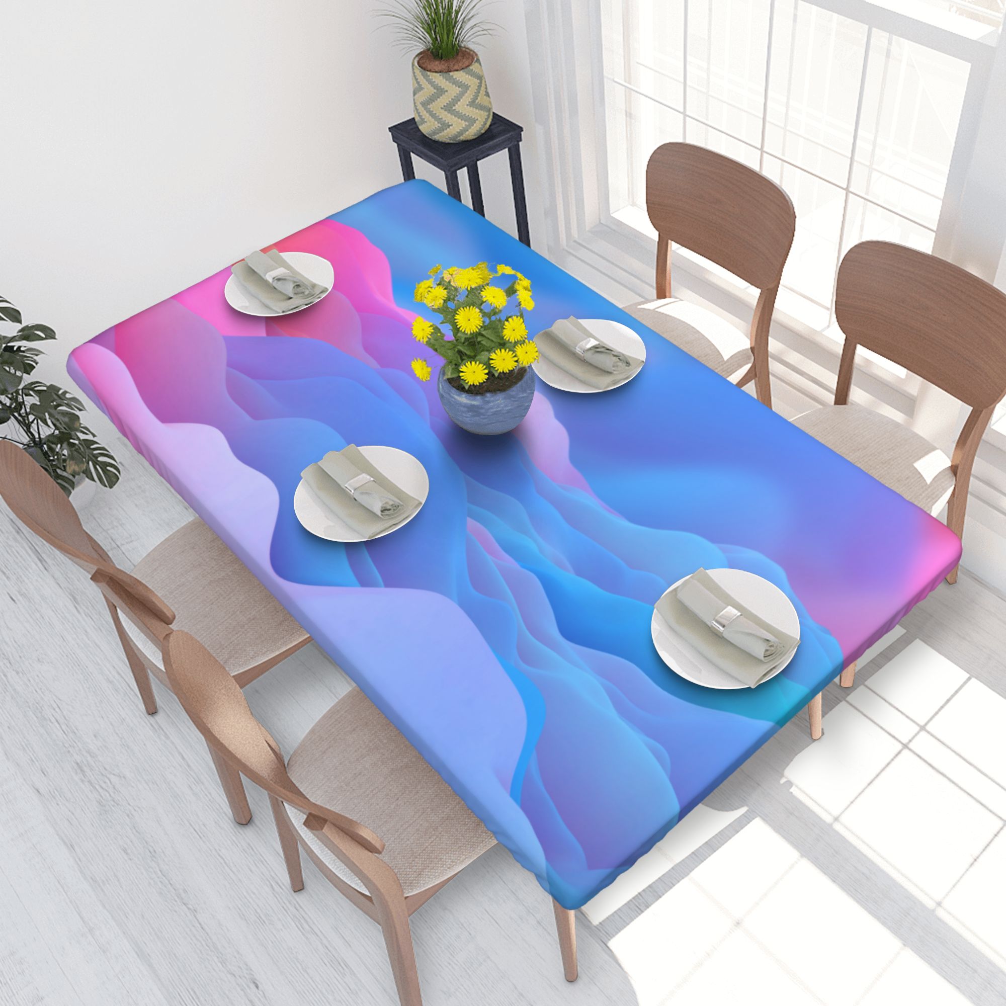 Home Deluxe Tablecloth Hd Picture Of Color Clouds Waterproof Elastic ...