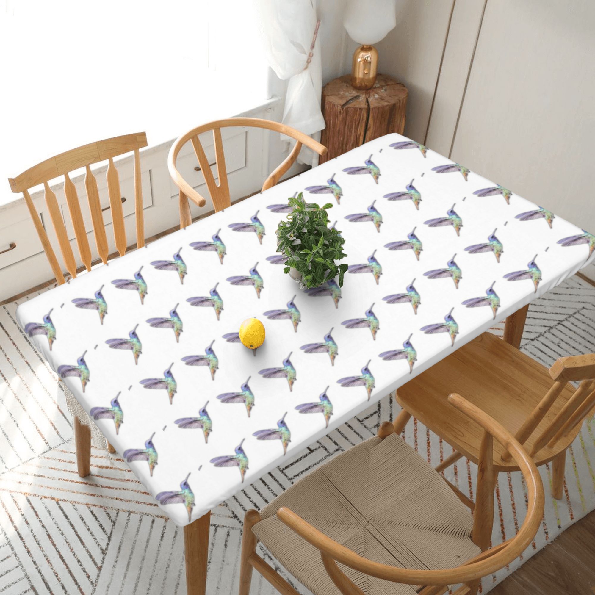Home Deluxe Tablecloth Hummingbird Waterproof Elastic Rim Edged Table ...