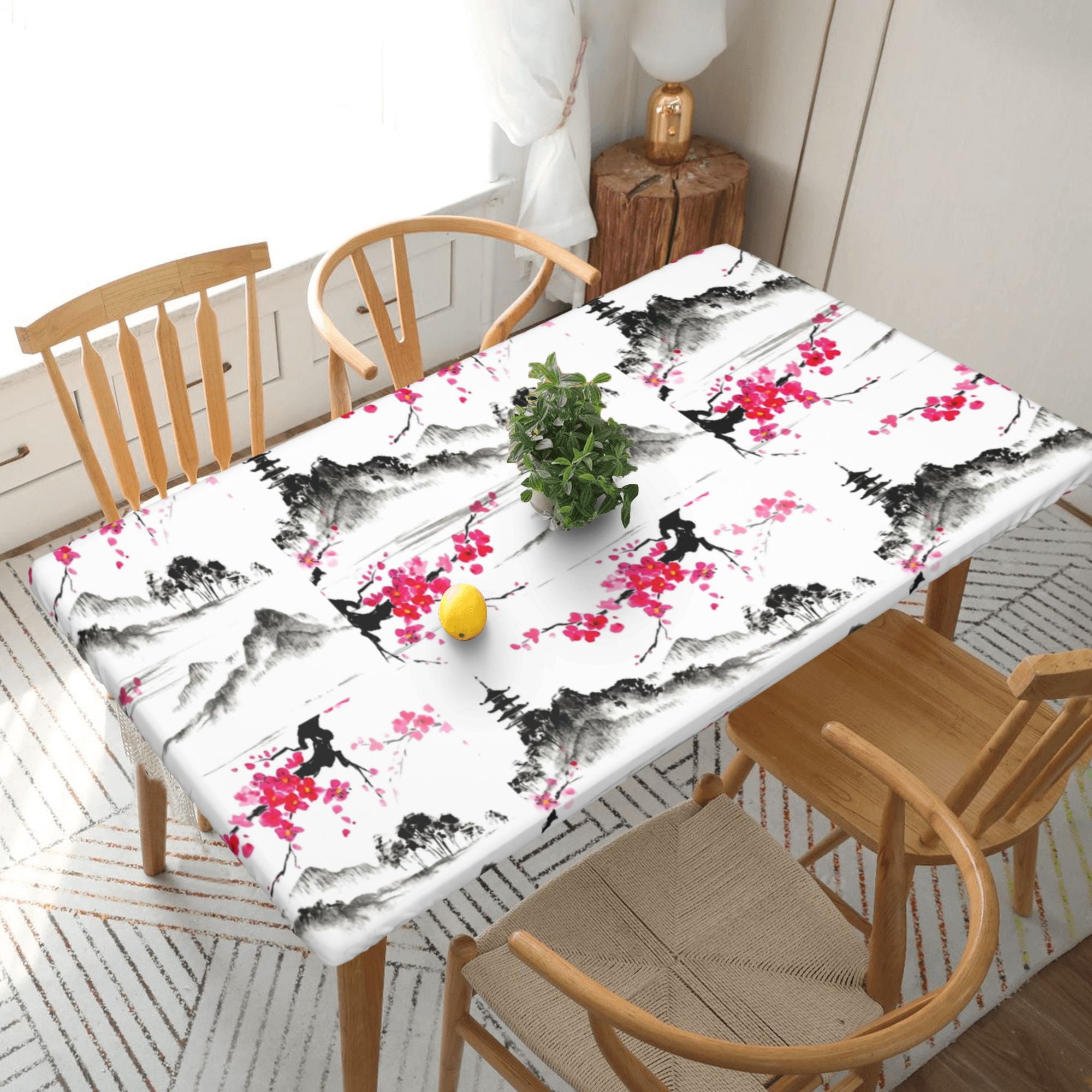 Home Deluxe Tablecloth Japanese Oil Painting Cherry Blossom Sakura ...