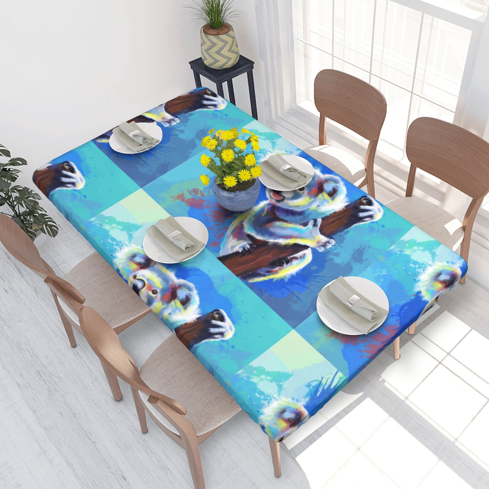 Home Deluxe Tablecloth Koala Bear Koala Illustration Waterproof Elastic ...