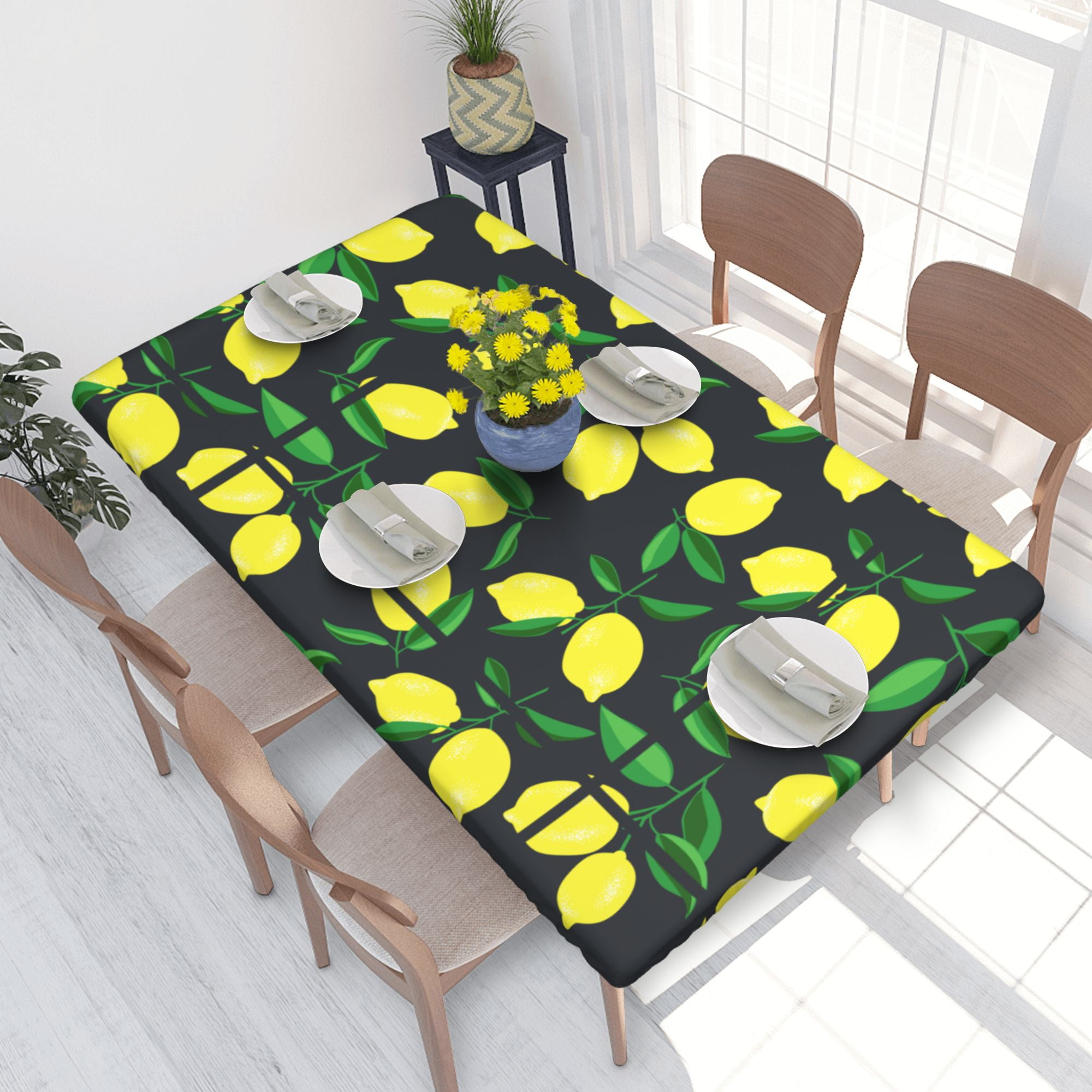 Home Deluxe Tablecloth Lemon (21) Waterproof Elastic Rim Edged Table ...