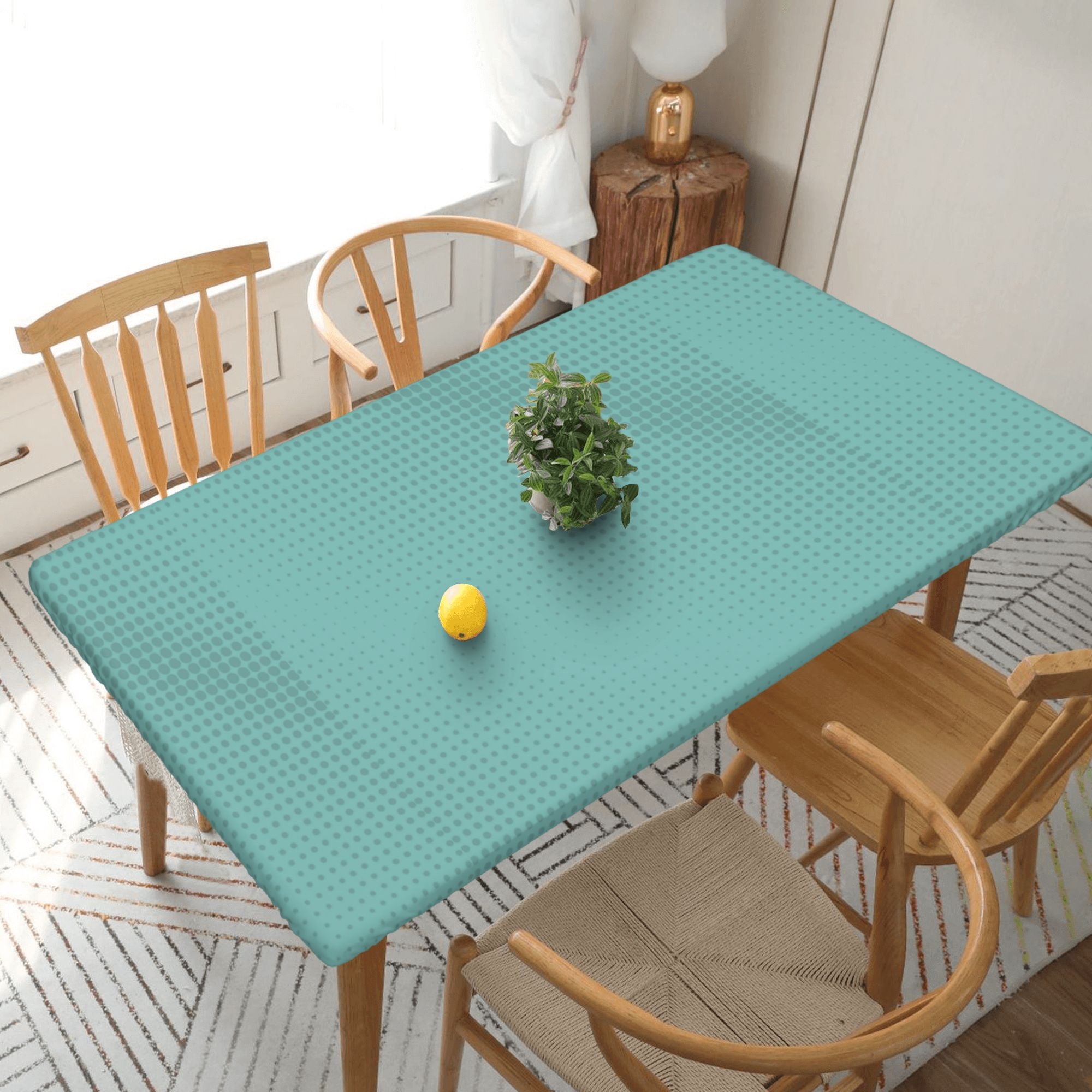 Home Deluxe Tablecloth Light Blue Dense Dot Background Waterproof ...