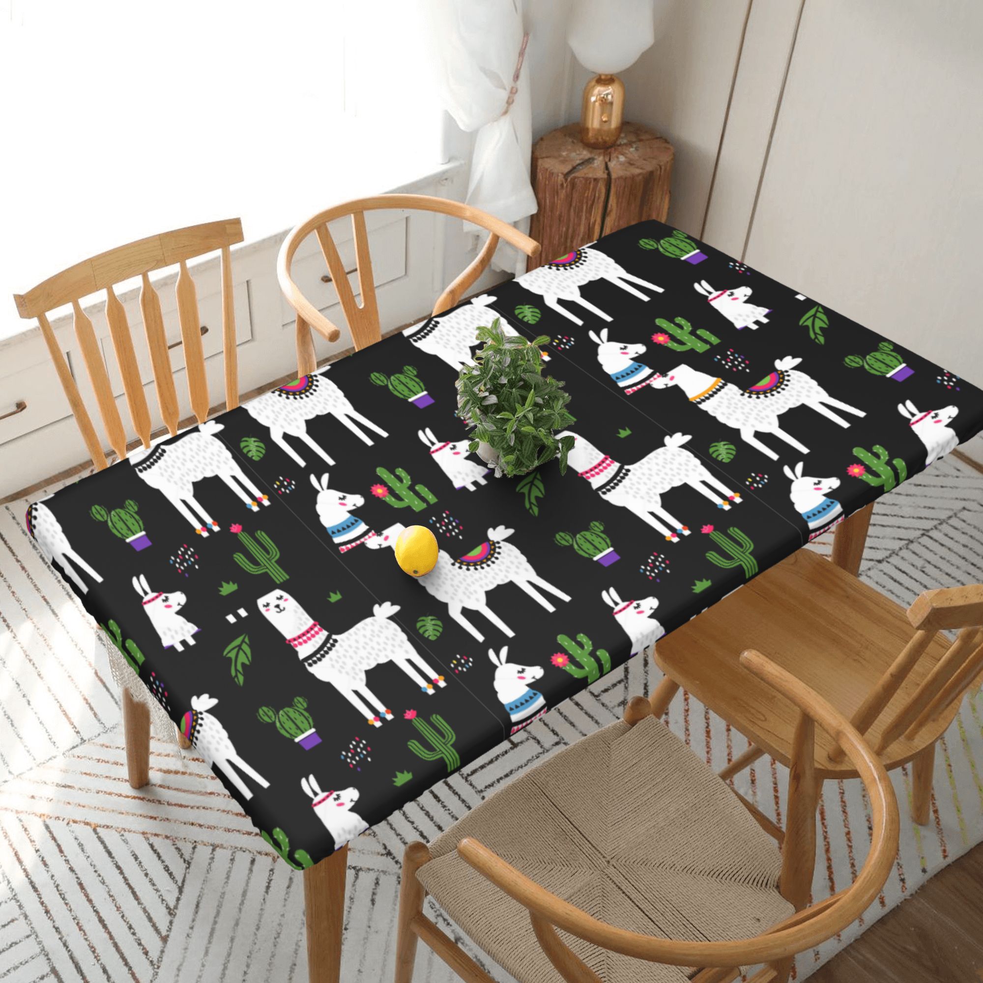 Home Deluxe Tablecloth Llama Alpaca Waterproof Elastic Rim Edged Table ...