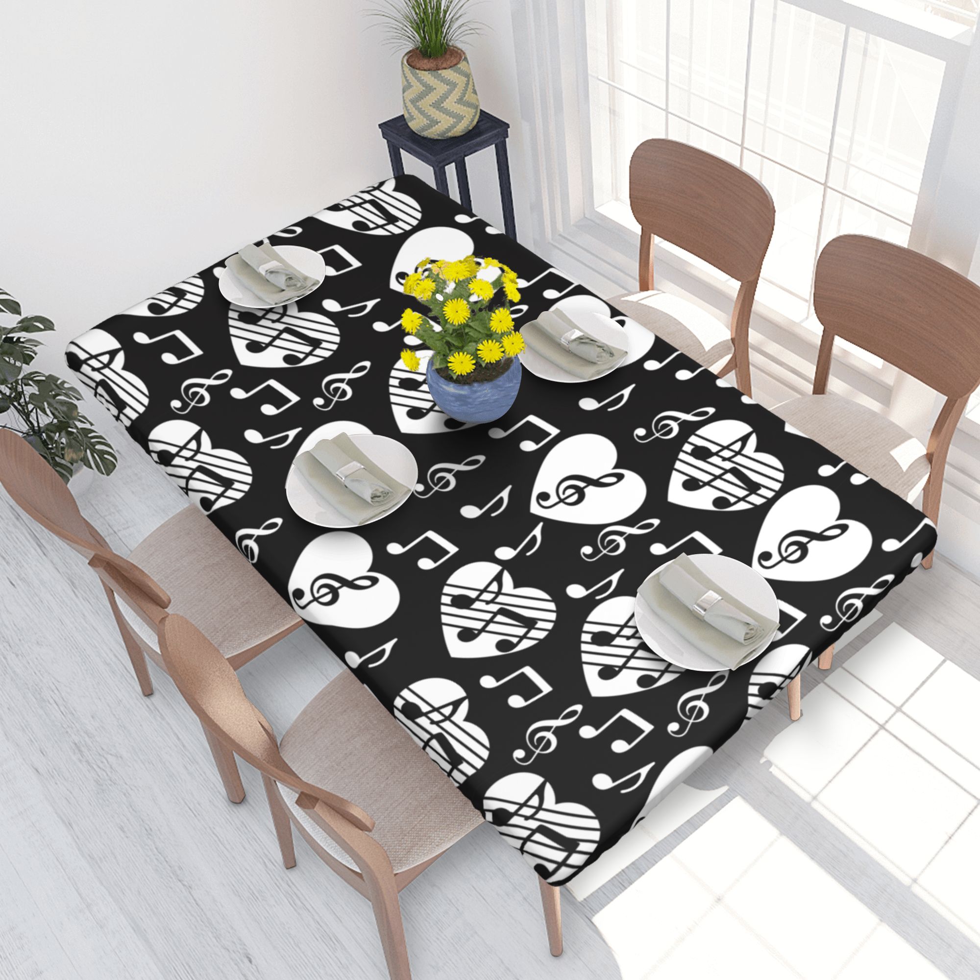 Home Deluxe Tablecloth Love Music Musical Abstract Heart Treble Clef N ...