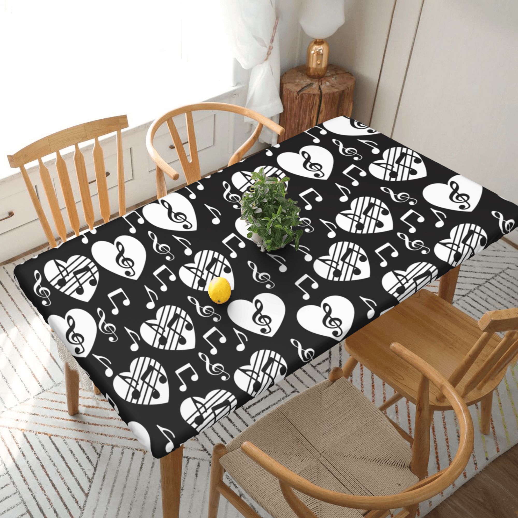 Home Deluxe Tablecloth Love Music Musical Abstract Heart Treble Clef N ...
