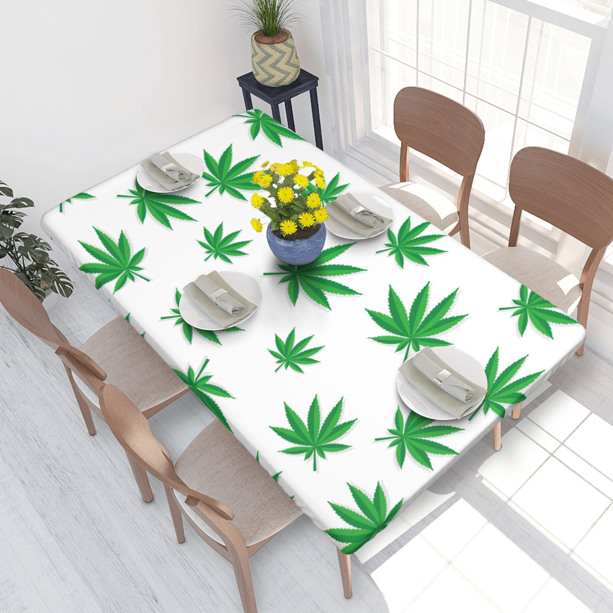 Home Deluxe Tablecloth Marijuana Leaf (2) Waterproof Elastic Rim Edged ...