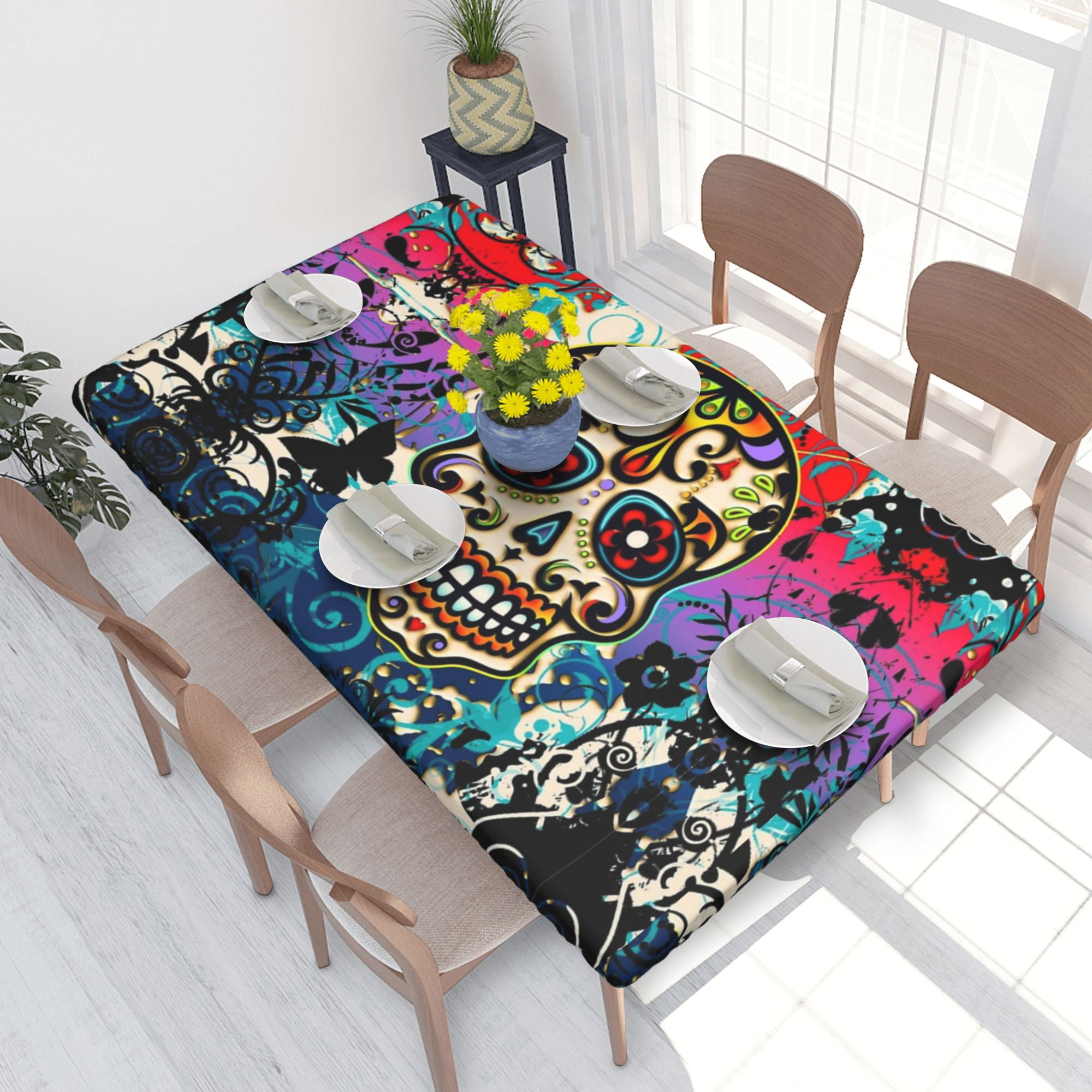 Home Deluxe Tablecloth Mexican Sugar Skull Day Of The Dead Dia ...