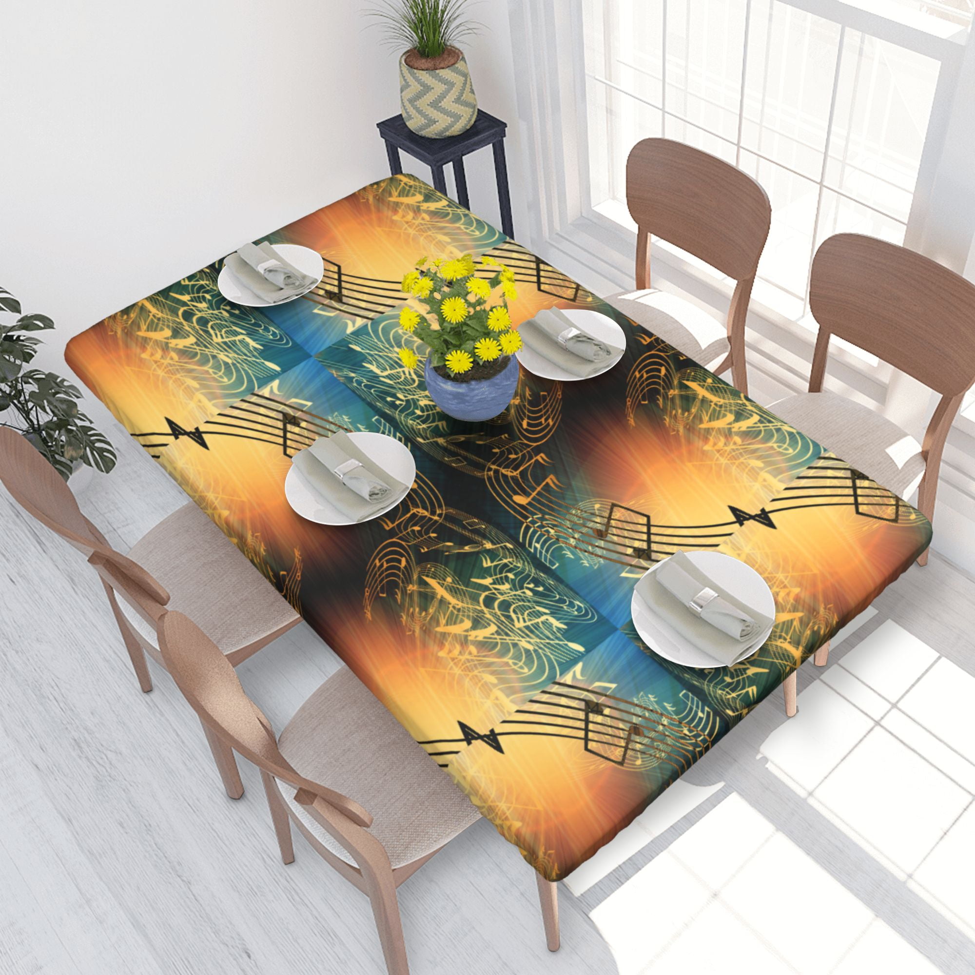 Home Deluxe Tablecloth Music Notes Elements Mouth Shield Waterproof ...