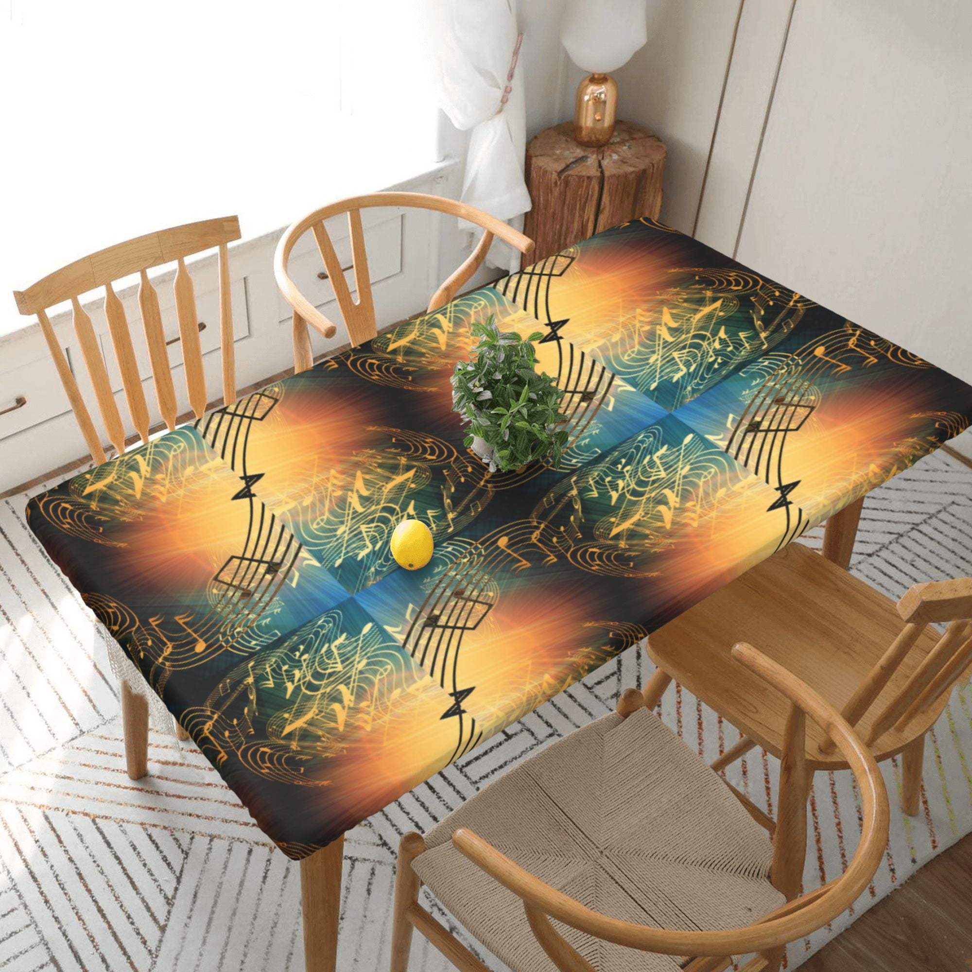 Home Deluxe Tablecloth Music Notes Elements Mouth Shield Waterproof ...