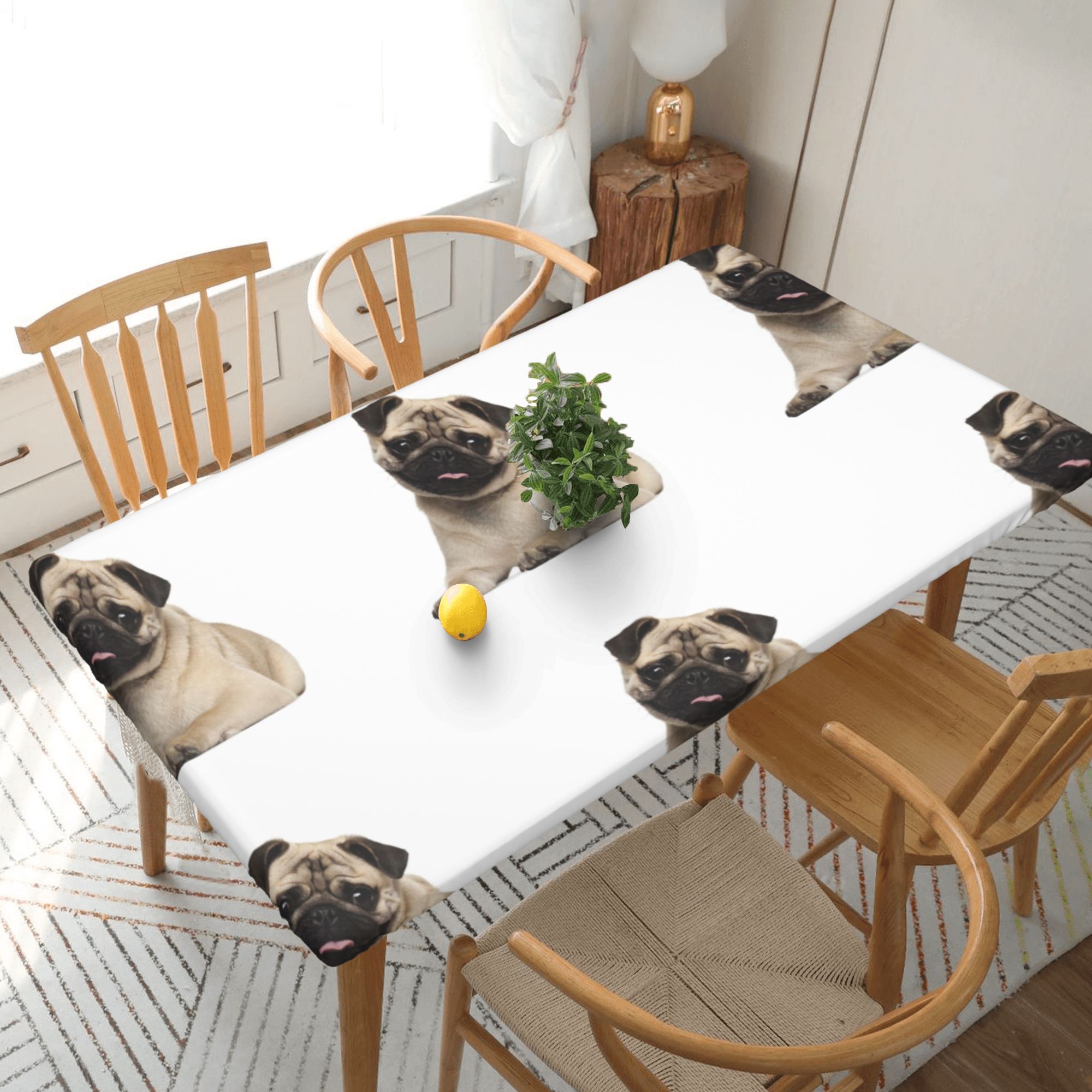 Home Deluxe Tablecloth Nine Months Old Pug Puppy Lying Around ...