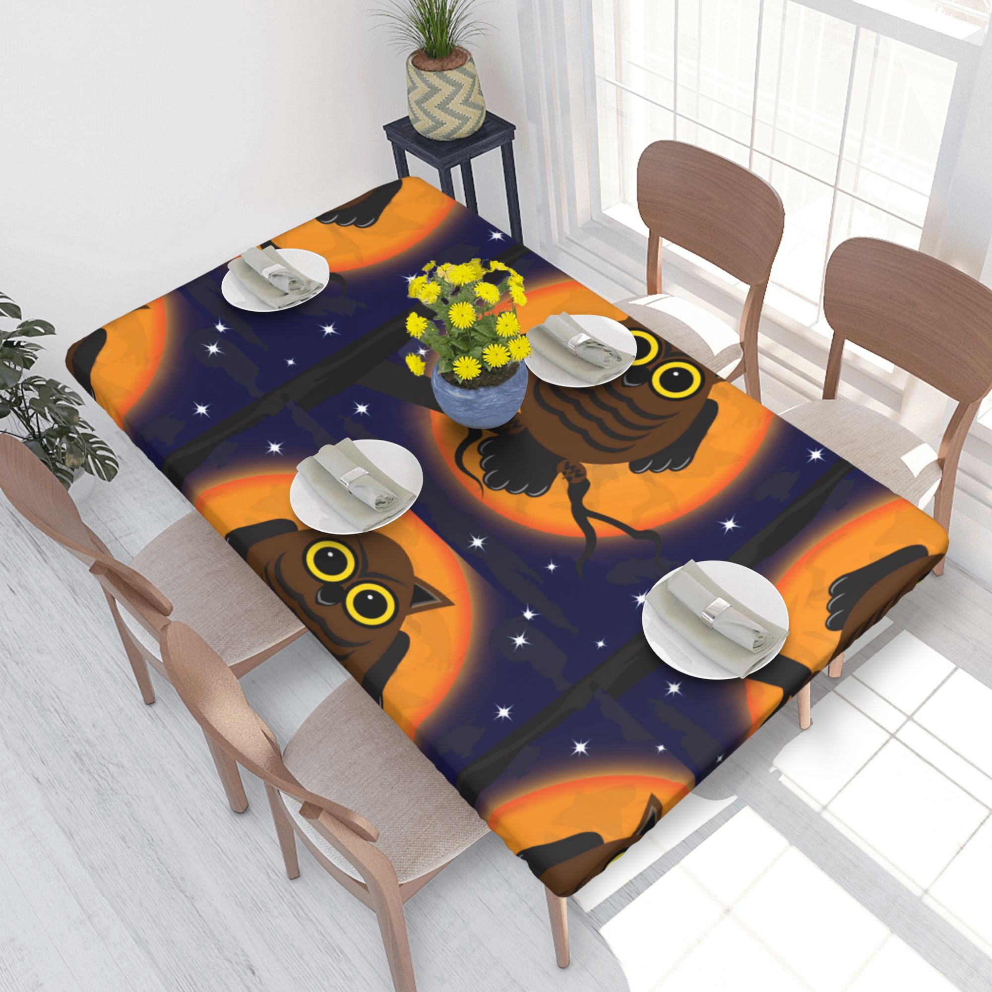 Home Deluxe Tablecloth Owl On A Vector Image Tree Waterproof Elastic ...