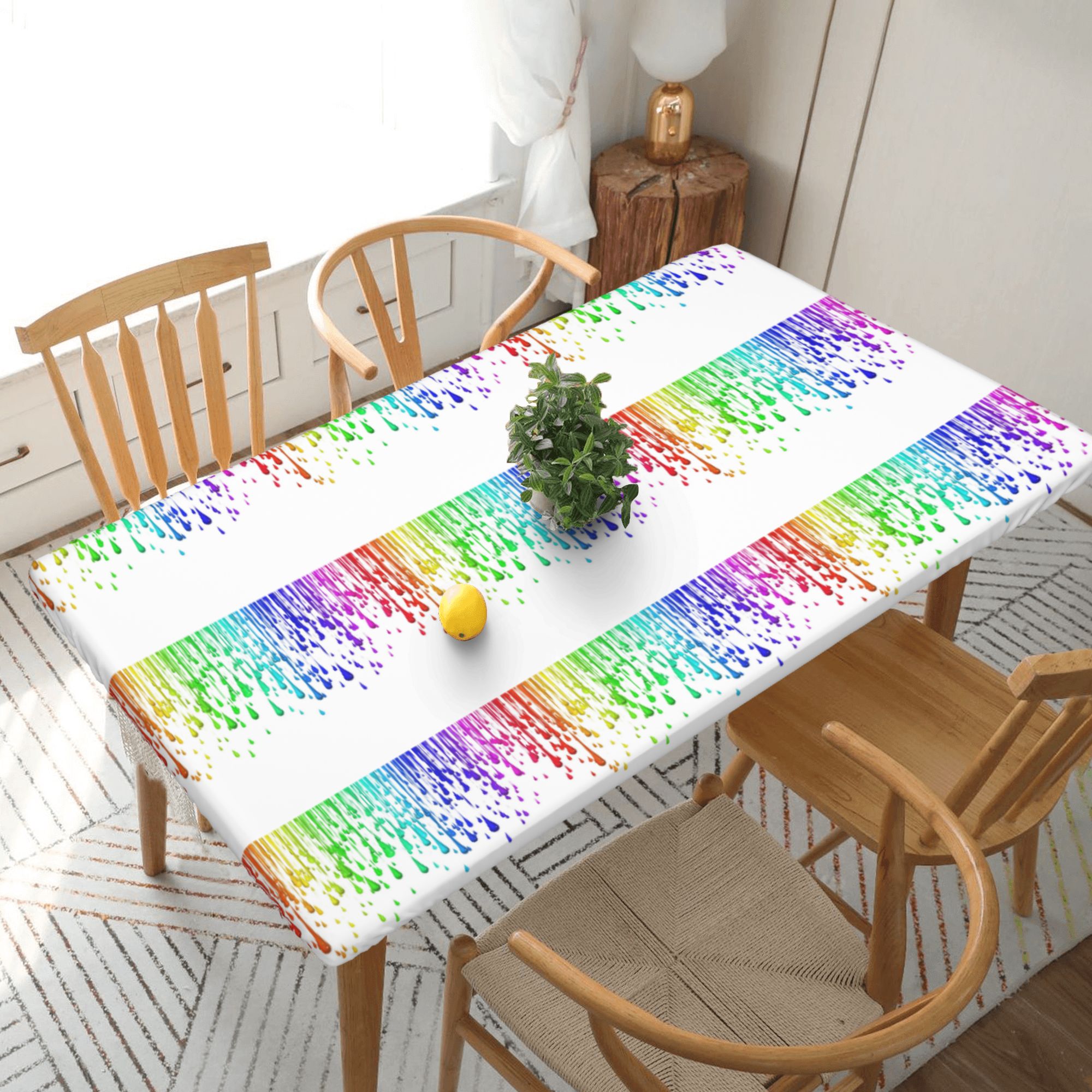 Home Deluxe Tablecloth Paint-Drops- Waterproof Elastic Rim Edged Table ...