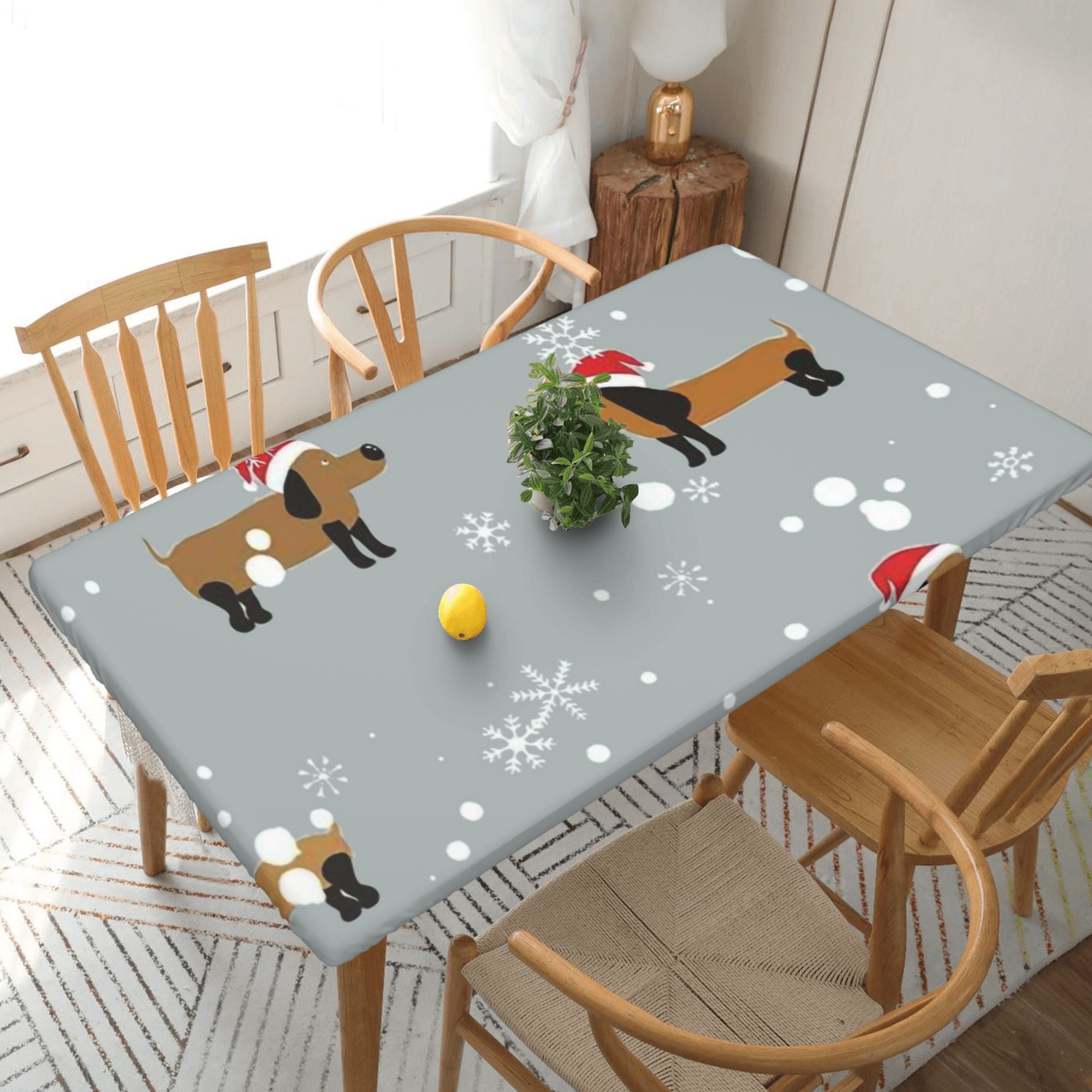 Home Deluxe Tablecloth Pattern Dog New Year Holidays Dachshund ...