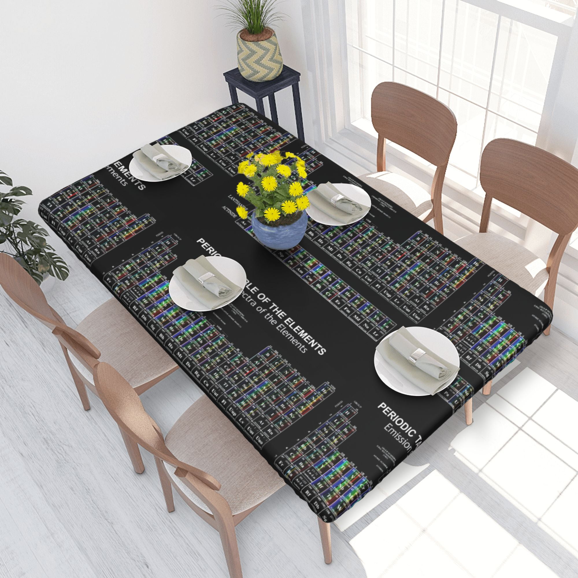 Home Deluxe Tablecloth Periodic Table Of Chemical Elements Waterproof ...