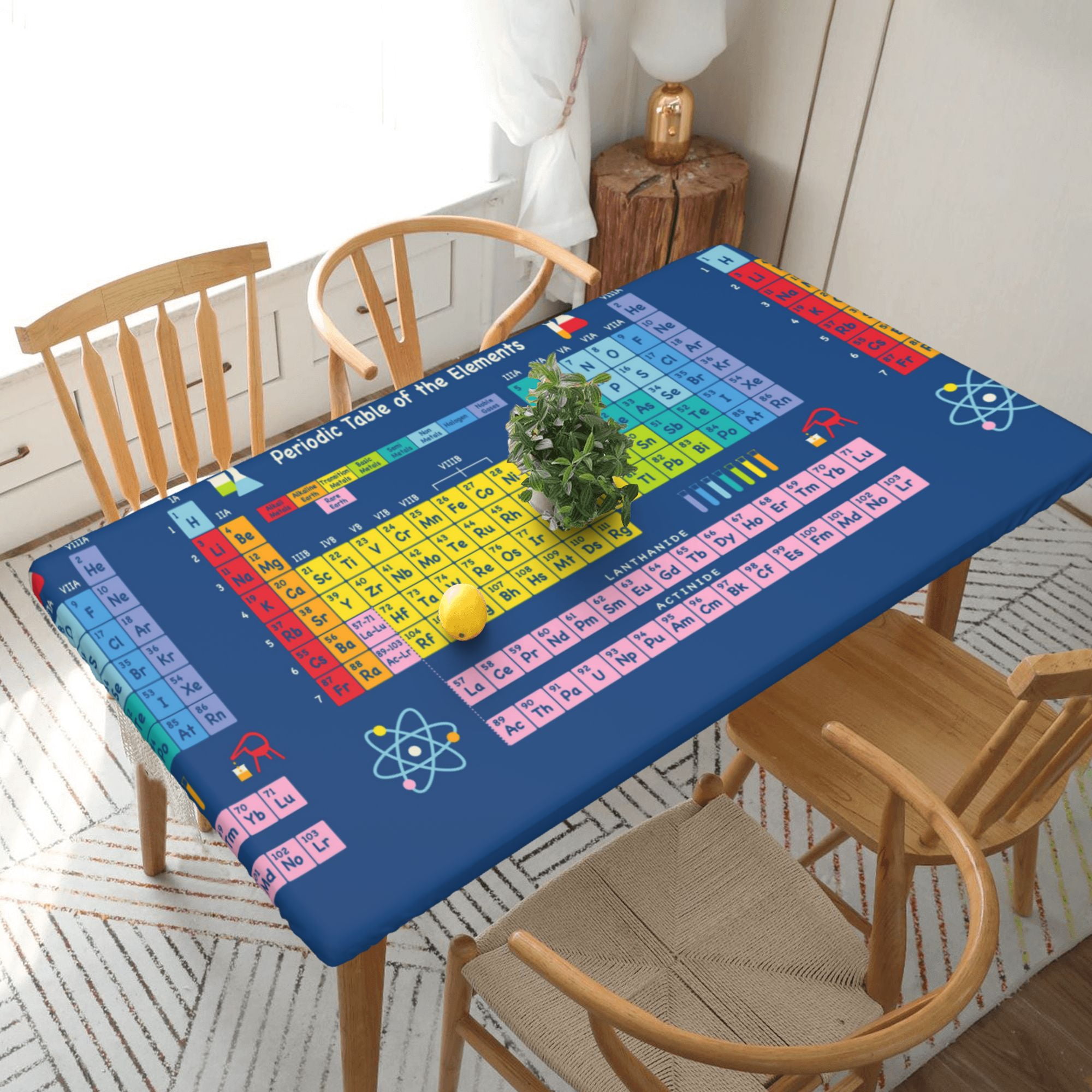 Home Deluxe Tablecloth Periodic Table Of Elements Waterproof Elastic ...