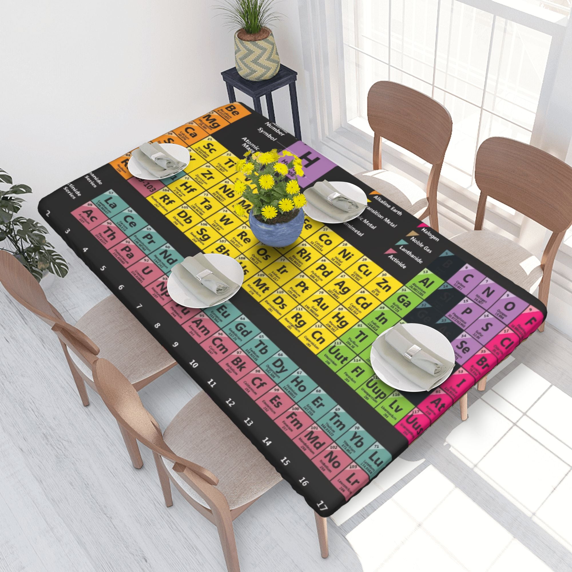 Home Deluxe Tablecloth Periodic Table Of The Elements Chemistry ...
